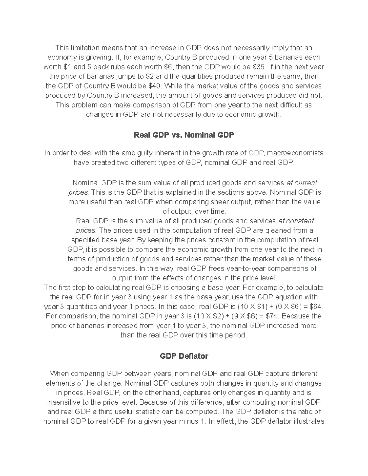 Real GDP vs. Nominal GDP - This limitation means that an increase in ...