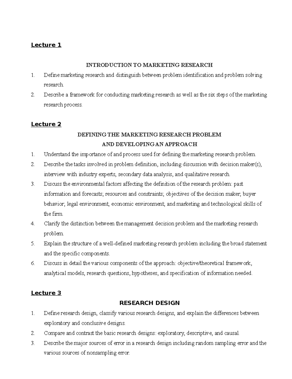 266224823 Marketing Research Outline - Lecture 1 INTRODUCTION TO ...