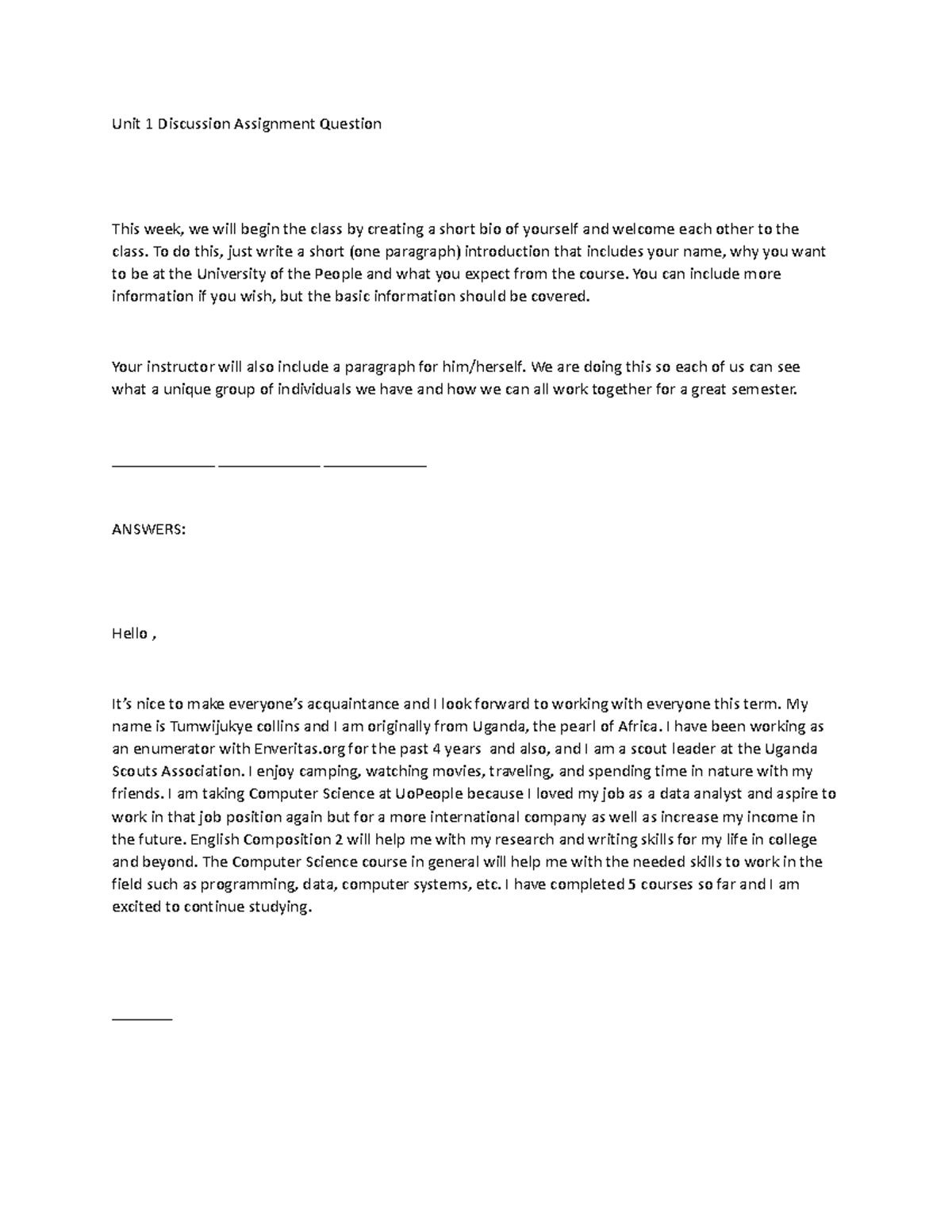 English 1102 (English Composition 2️⃣)Discussion Assignment compalation - Unit 1 Discussion ...