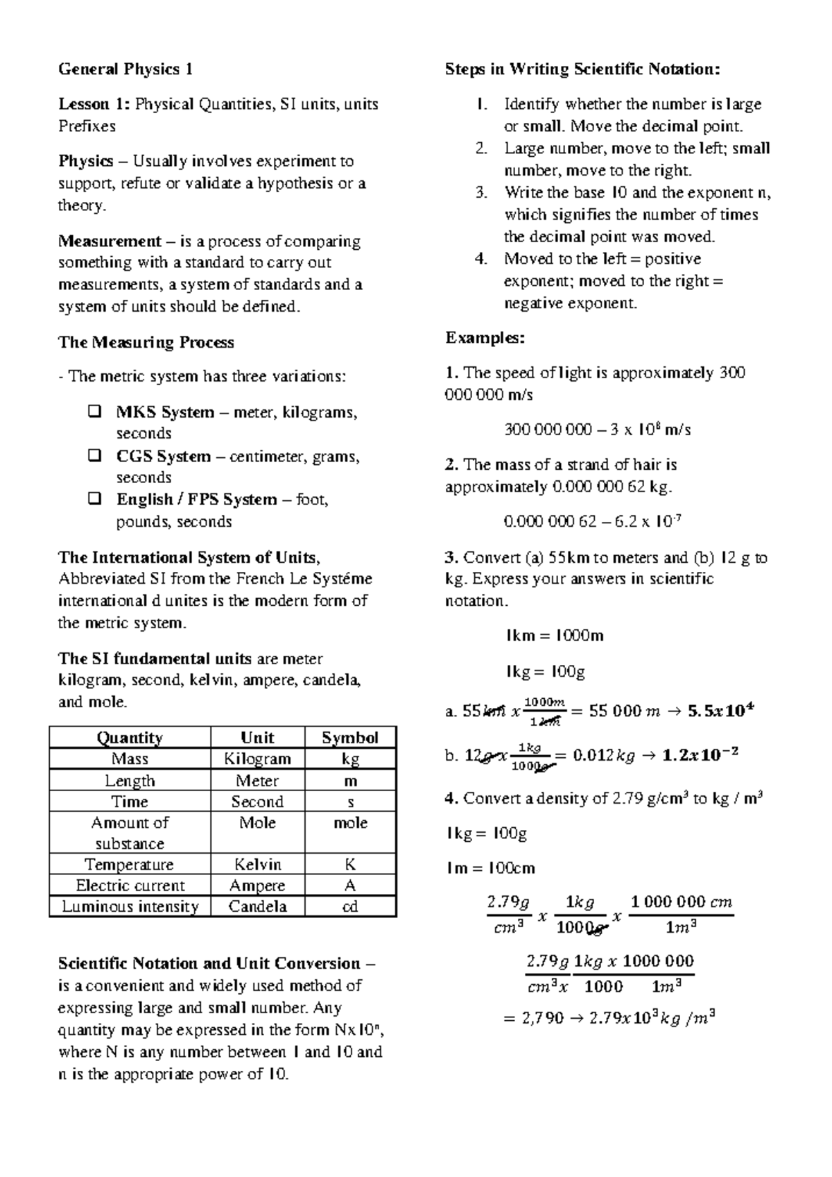 General-Physics-1 - General p6 notes - General Physics 1 Lesson 1 ...