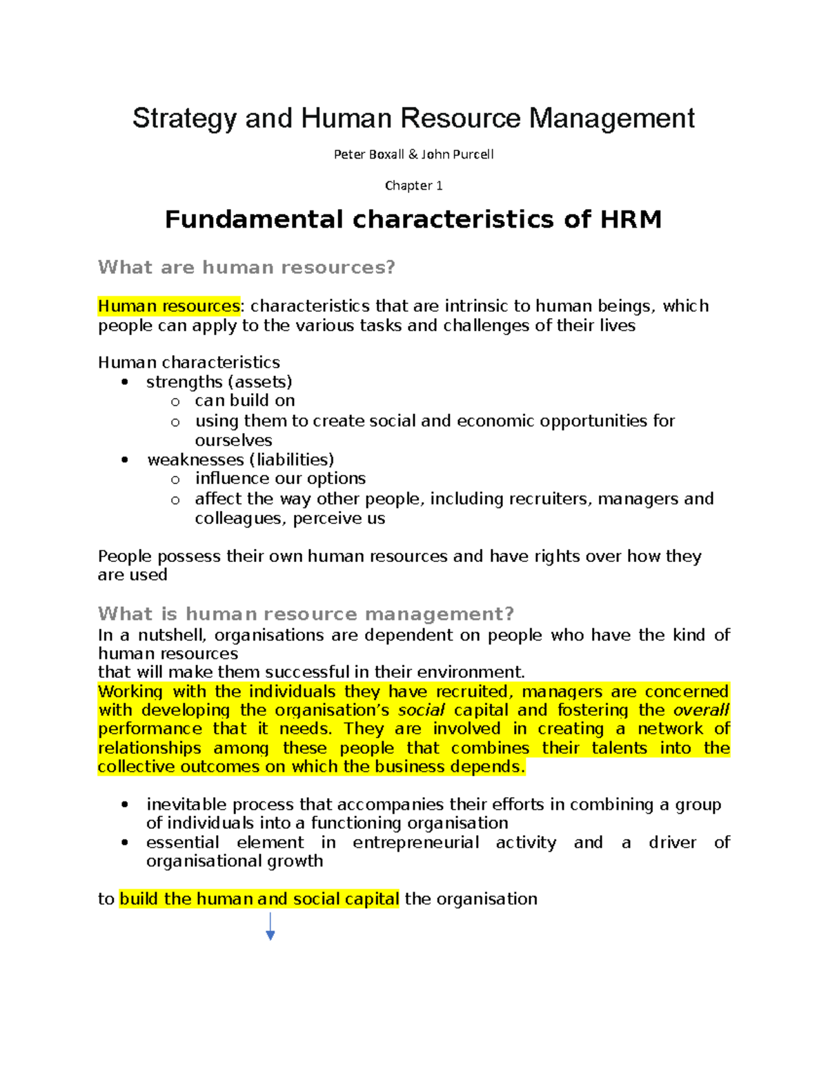 Strategy and Human Resource Management Boxall and Purcell Chapter 1 ...