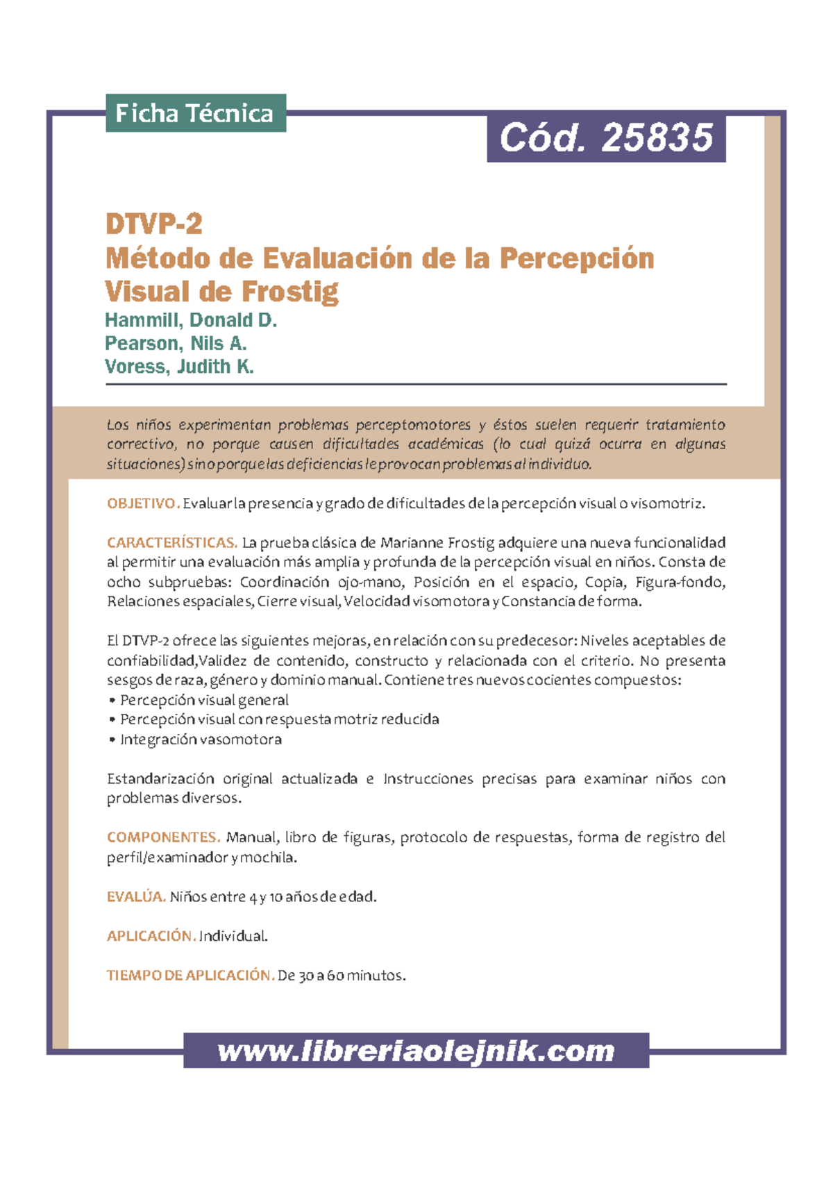 Frostig ficha tecnica - Los niños experimentan problemas ...