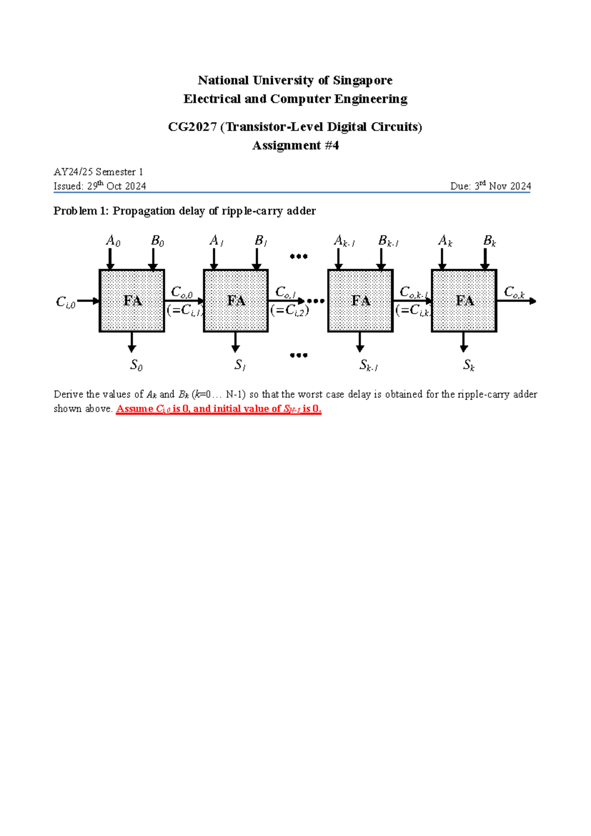 Tutorial Assignment 4 - National University of Singapore Electrical and ...