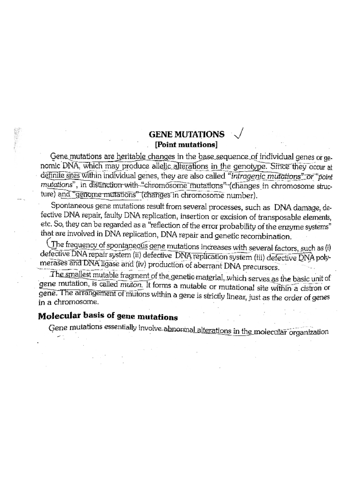 Gene mutation - It's notes - Environmental Studies - Studocu