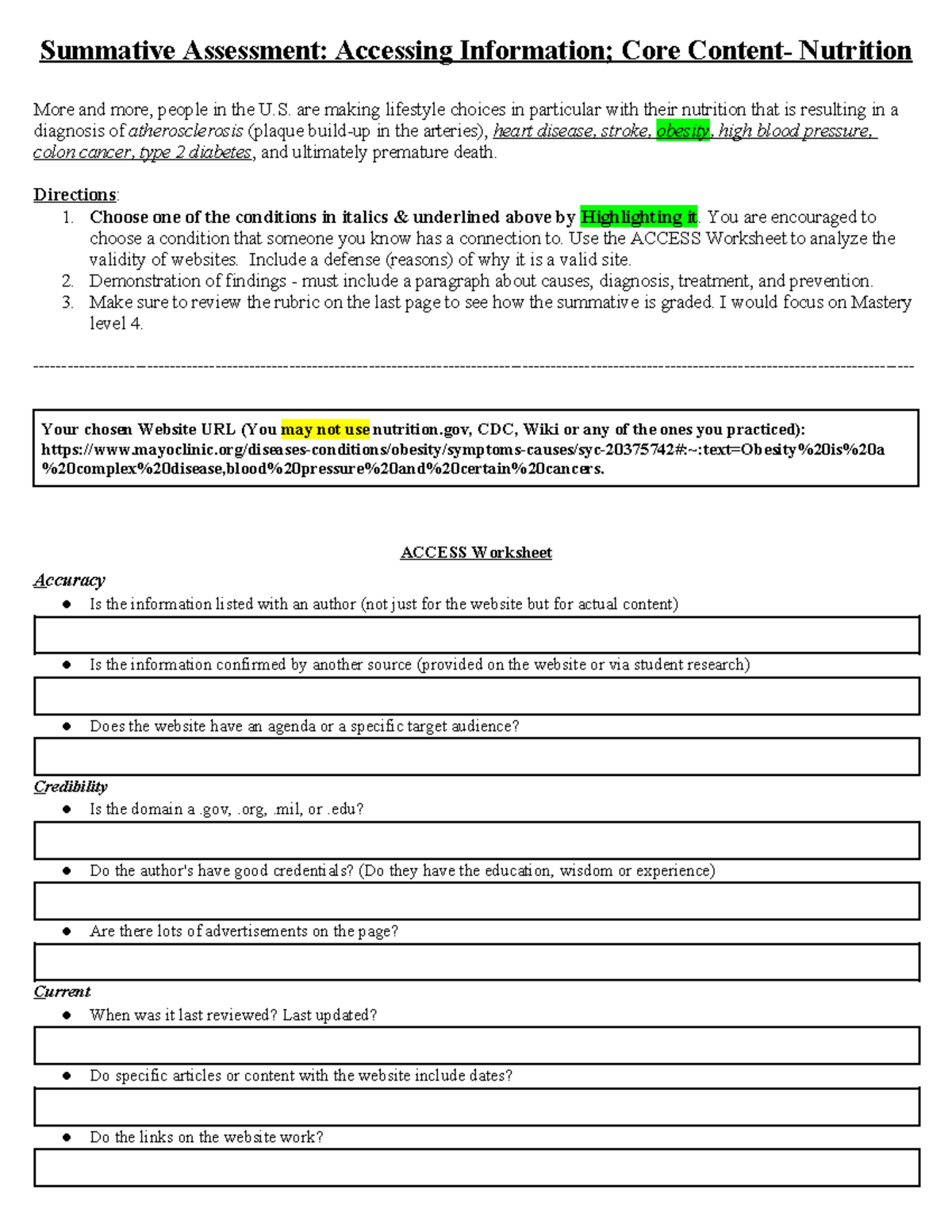 21 - KB - cvb - Summative Assessment: Accessing Information; Core ...