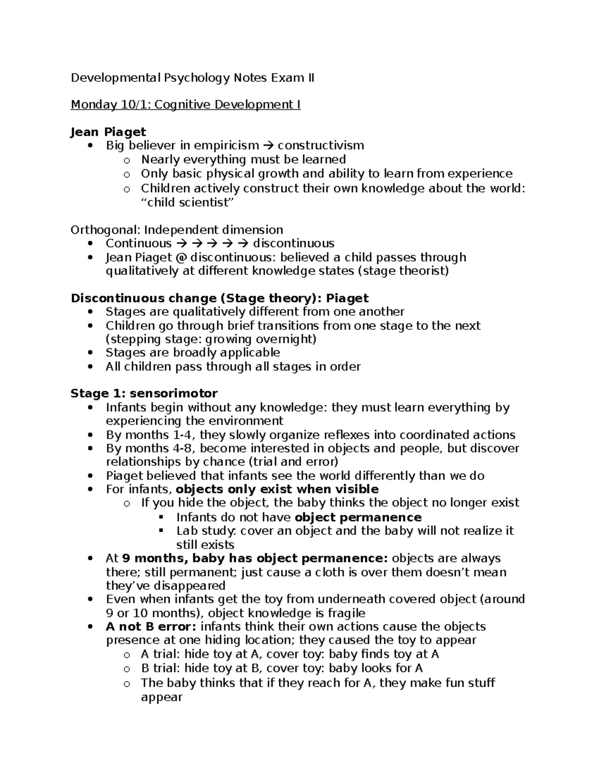 Developmental Psychology Notes Exam II - density o Something can weigh ...
