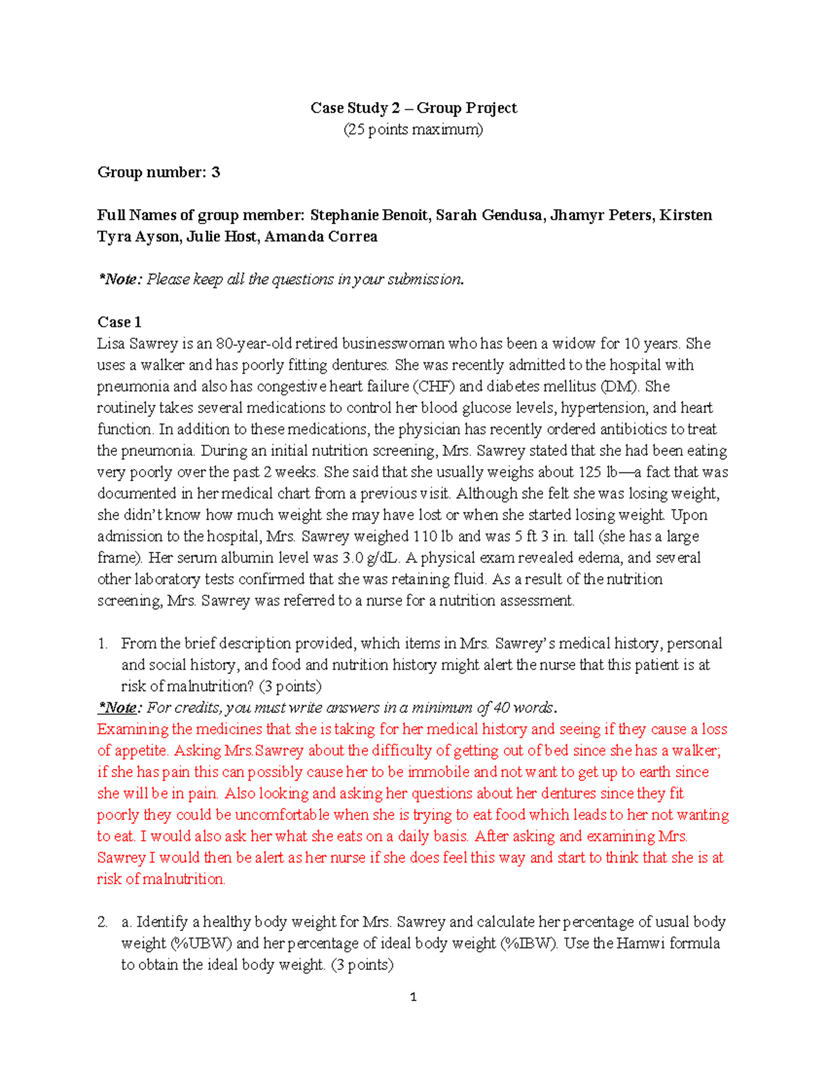 Case Study 2-Group-Question - Case Study 2 – Group Project (25 points ...