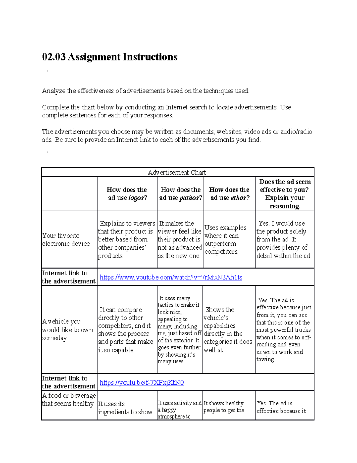 English 2.03 assignment - 02 Assignment Instructions Analyze the ...