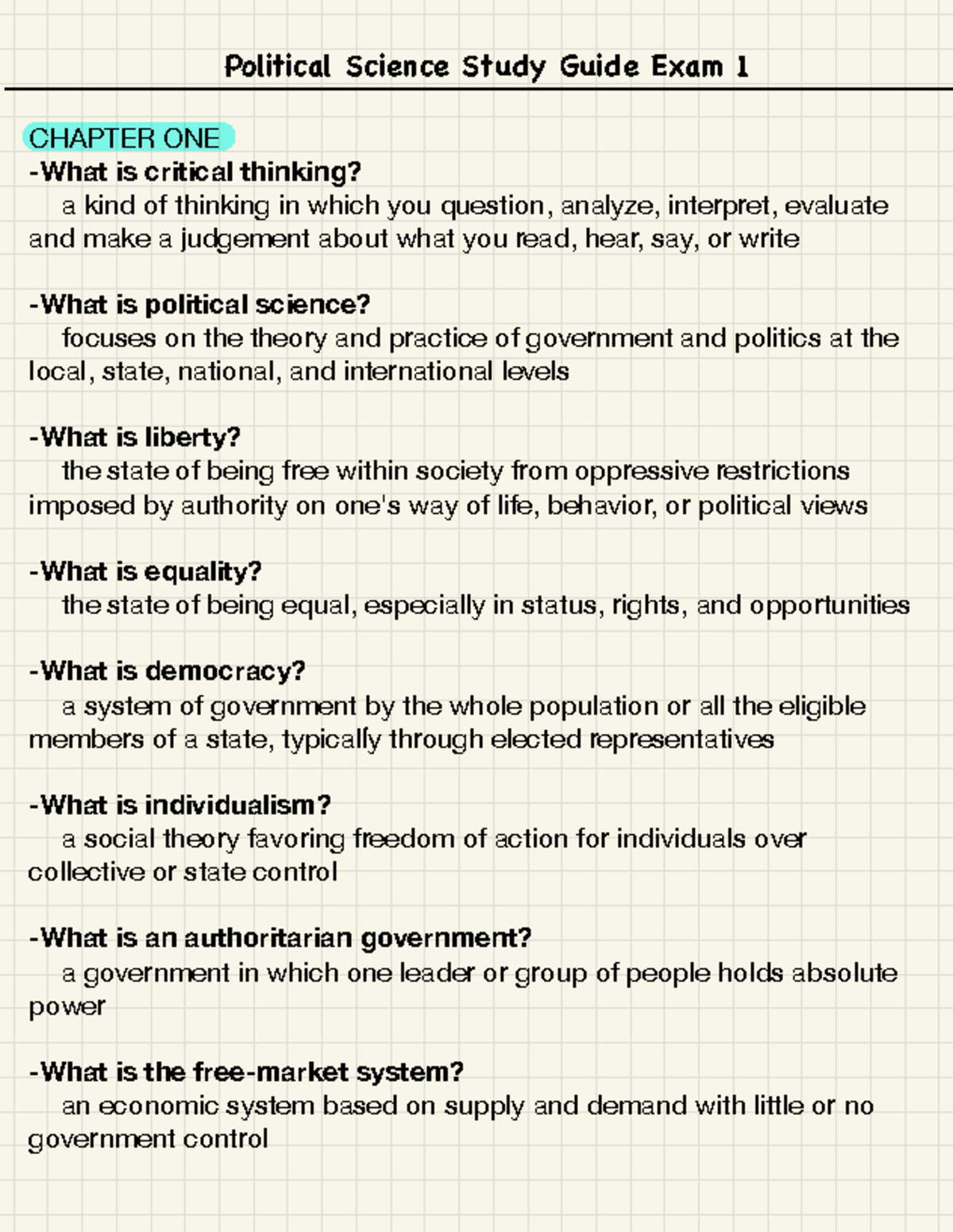 Posc exam study guide - Political Science Study Guide Exam 1 CHAPTER ...