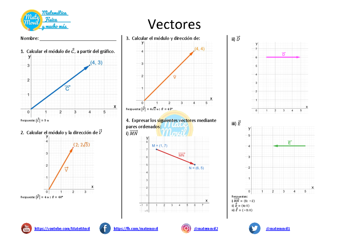 Vectores Ejercicios Resueltos PDF - Nombre ...