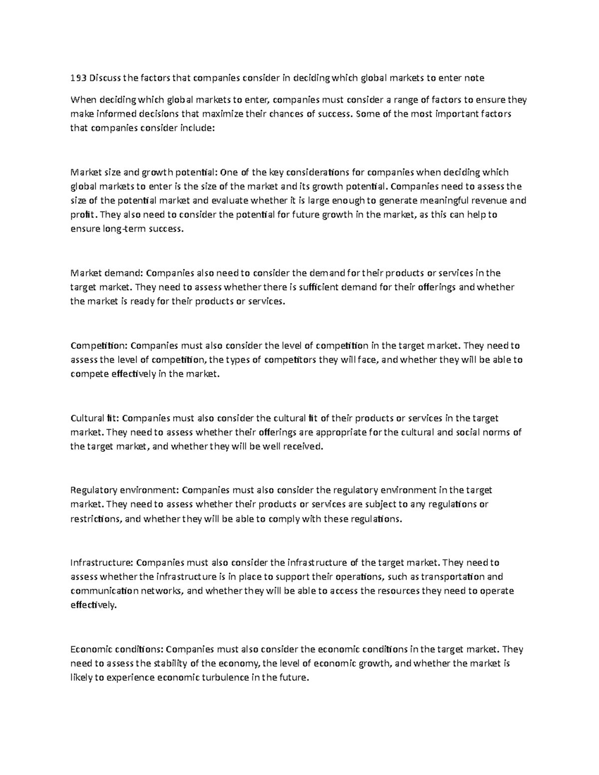 193 Discuss the factors that companies consider in deciding which ...