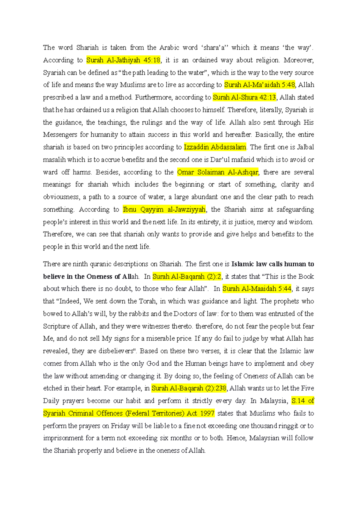 Quranic Description on Shariah Quranic Description on Shariah - The ...