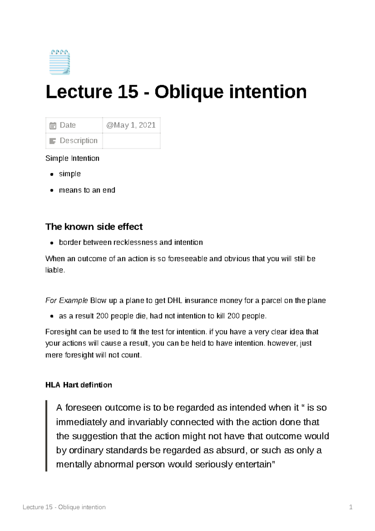 Lecture 15 - Oblique intention - Lecture 15 - Oblique intention 1 🗒 ...