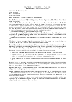 MAP 2302 SYL - MAP 2302 DIFFERENTIAL EQUATIONS INFORMATION SHEET (Jan ...