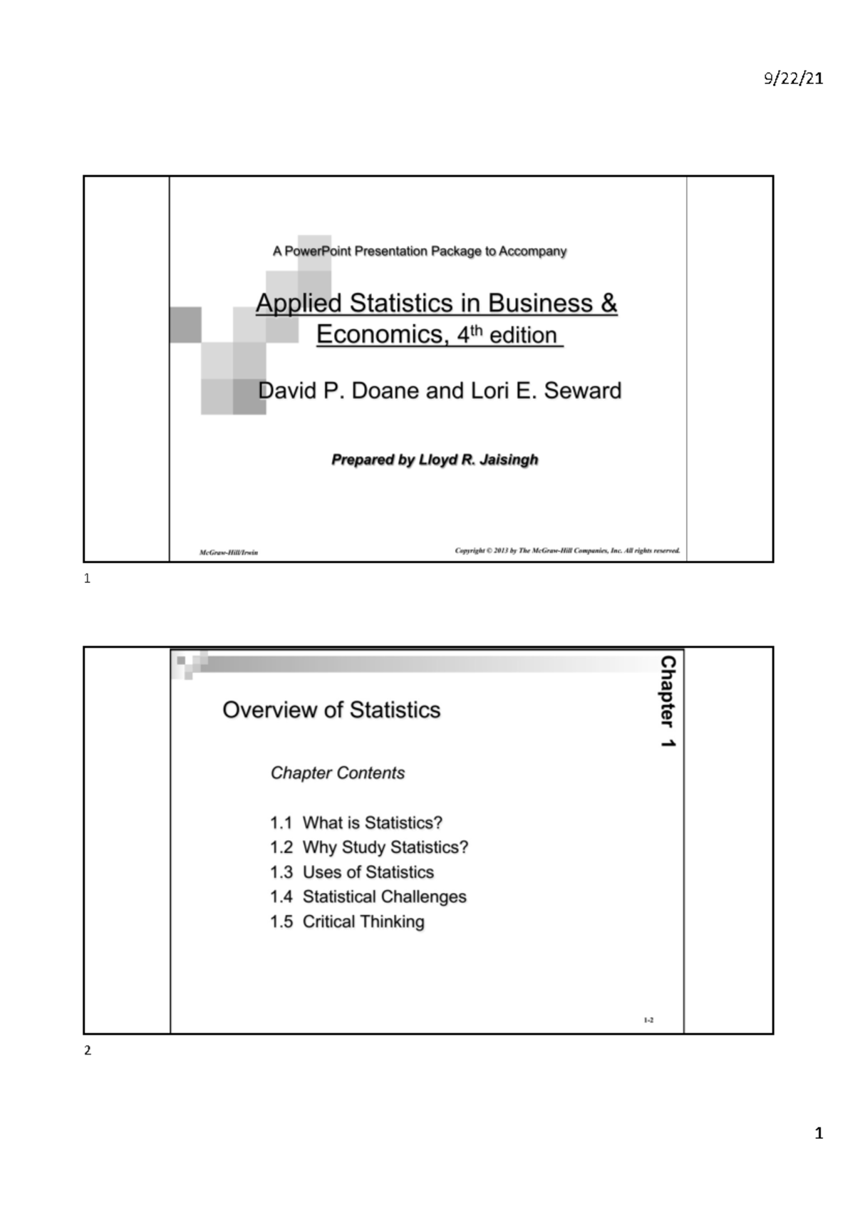 Chap 1 - SB ISB - Statistics for Business - Studocu