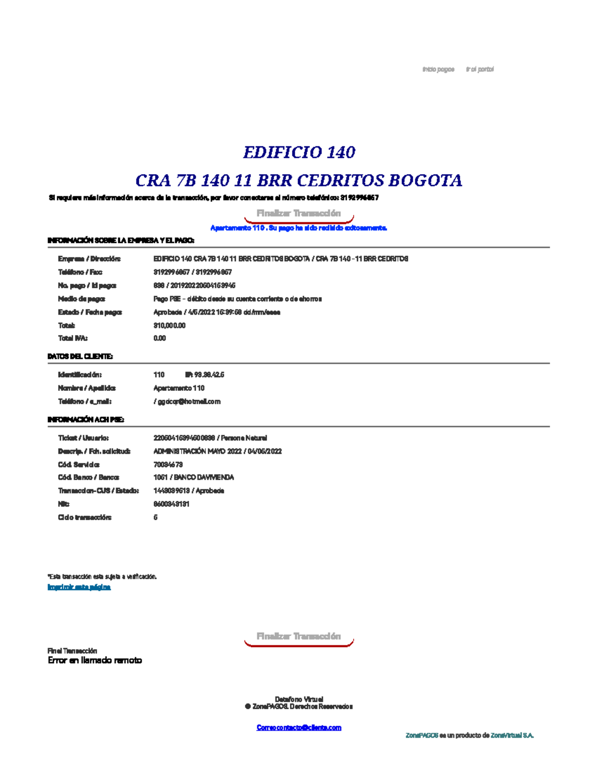 Bowser Document - fadsf - Inicio pagos Ir al poal EDIFICIO 140 CRA 7B ...