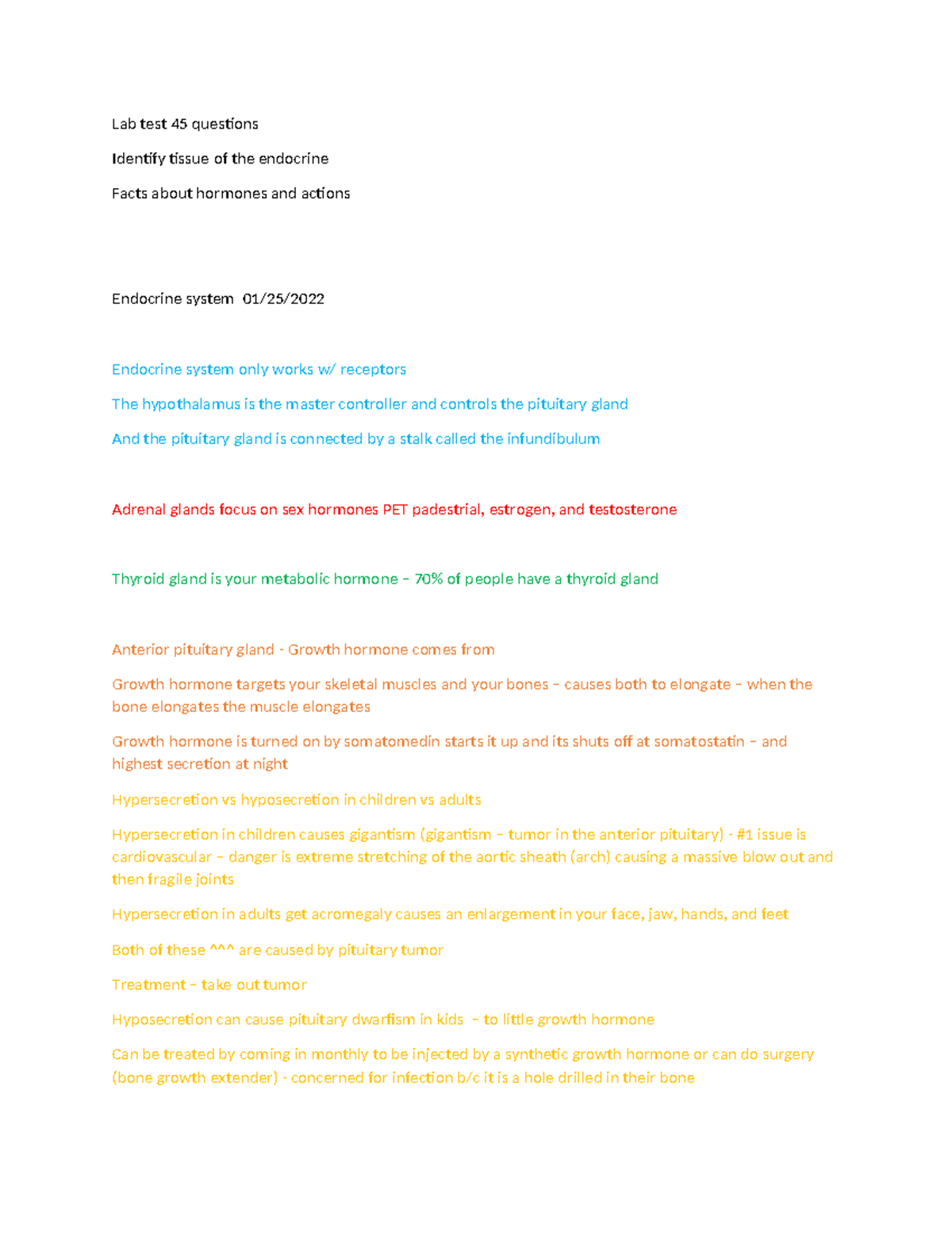 A&p2 exam 2 endocrine system - Lab test 45 questions Identify tissue of ...