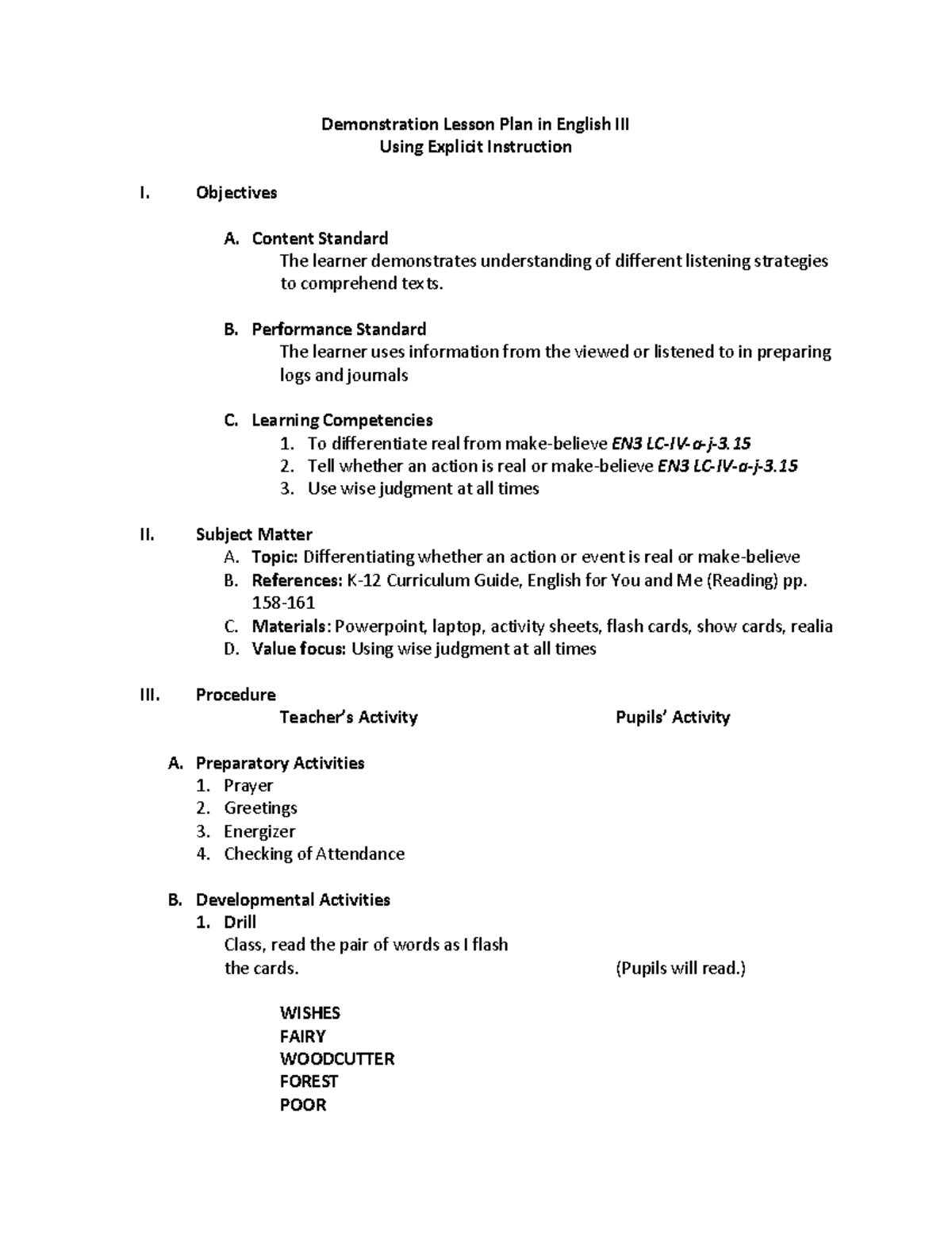 Lesson-Plan-Using-Explicit-Instruction - Demonstration Lesson Plan in ...