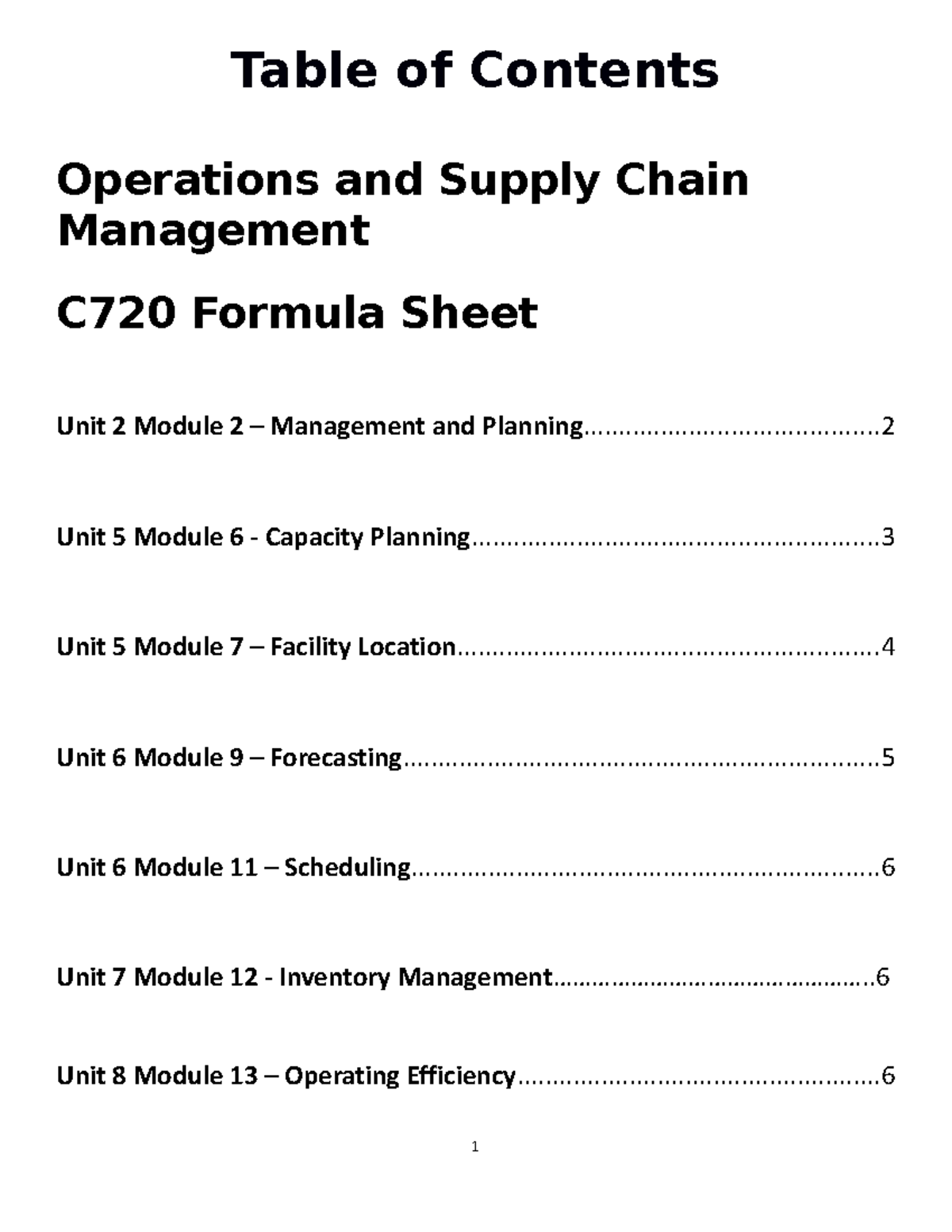 C720 Formula Sheet ADA 3-23 - Table of Contents Operations and Supply ...