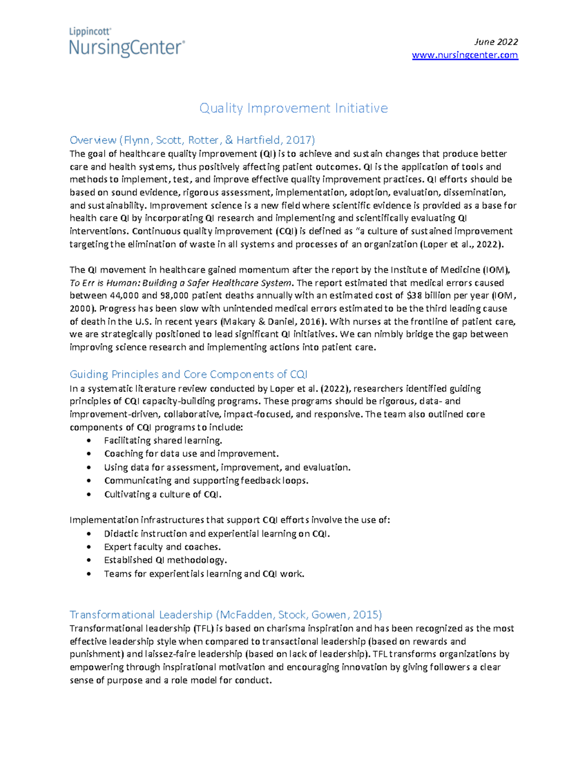 Pocket-Card Quality-Improvement-June 2022 Final - nursingcenter Quality ...