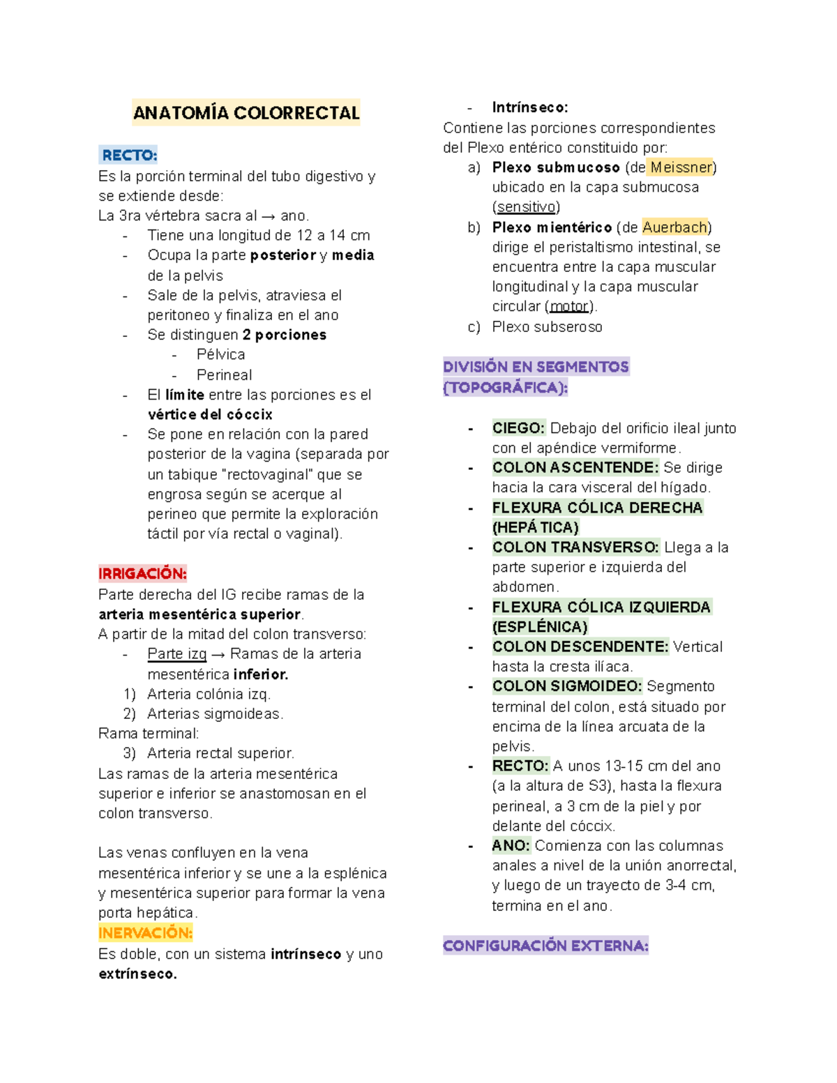 Anatomía colorrectal - ANATOMÍA COLORRECTAL RECTO: Es la porción ...