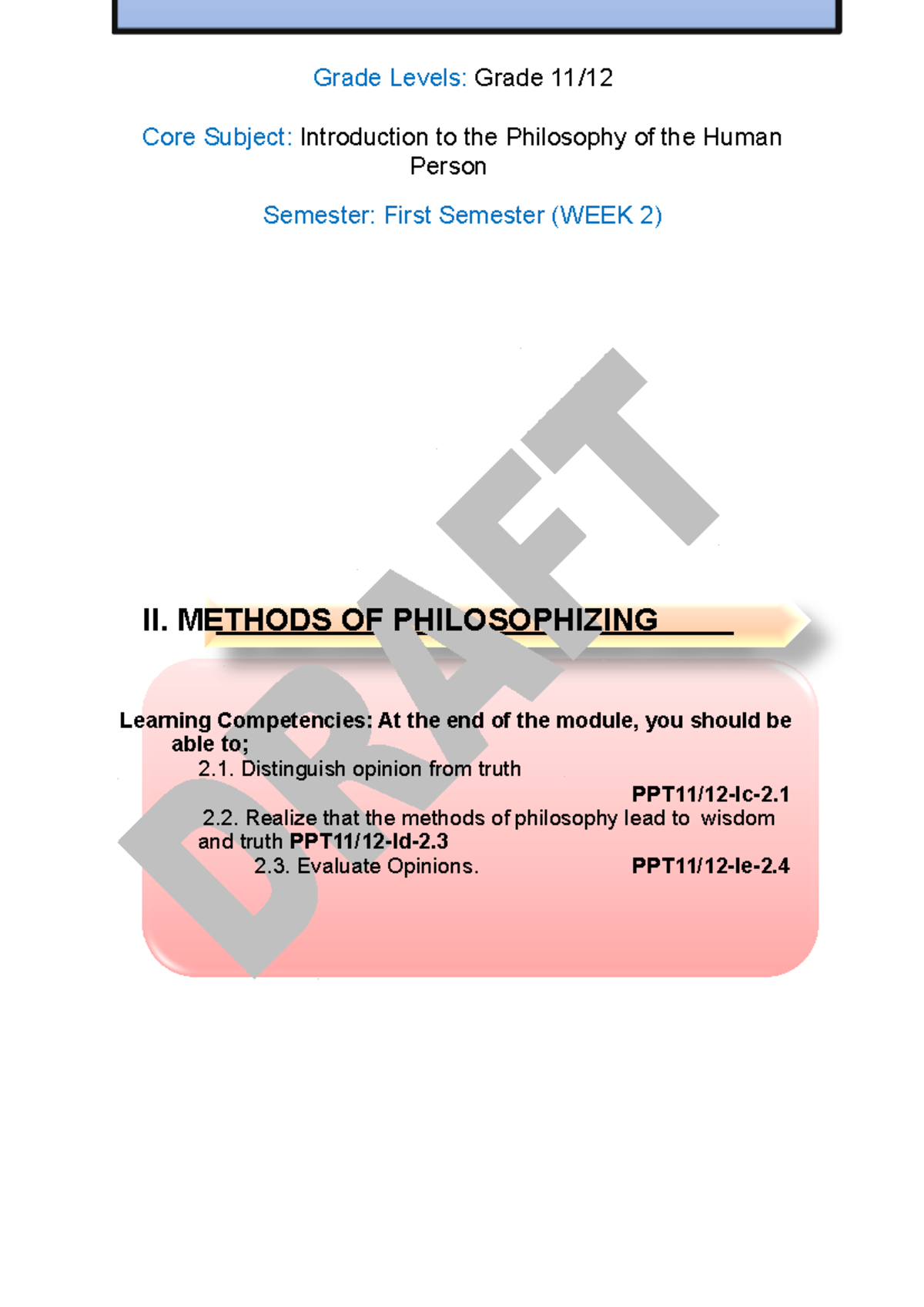 AP-VI Intro-to-Philosophy-week-2-Arnel - Core Subject: Introduction to ...