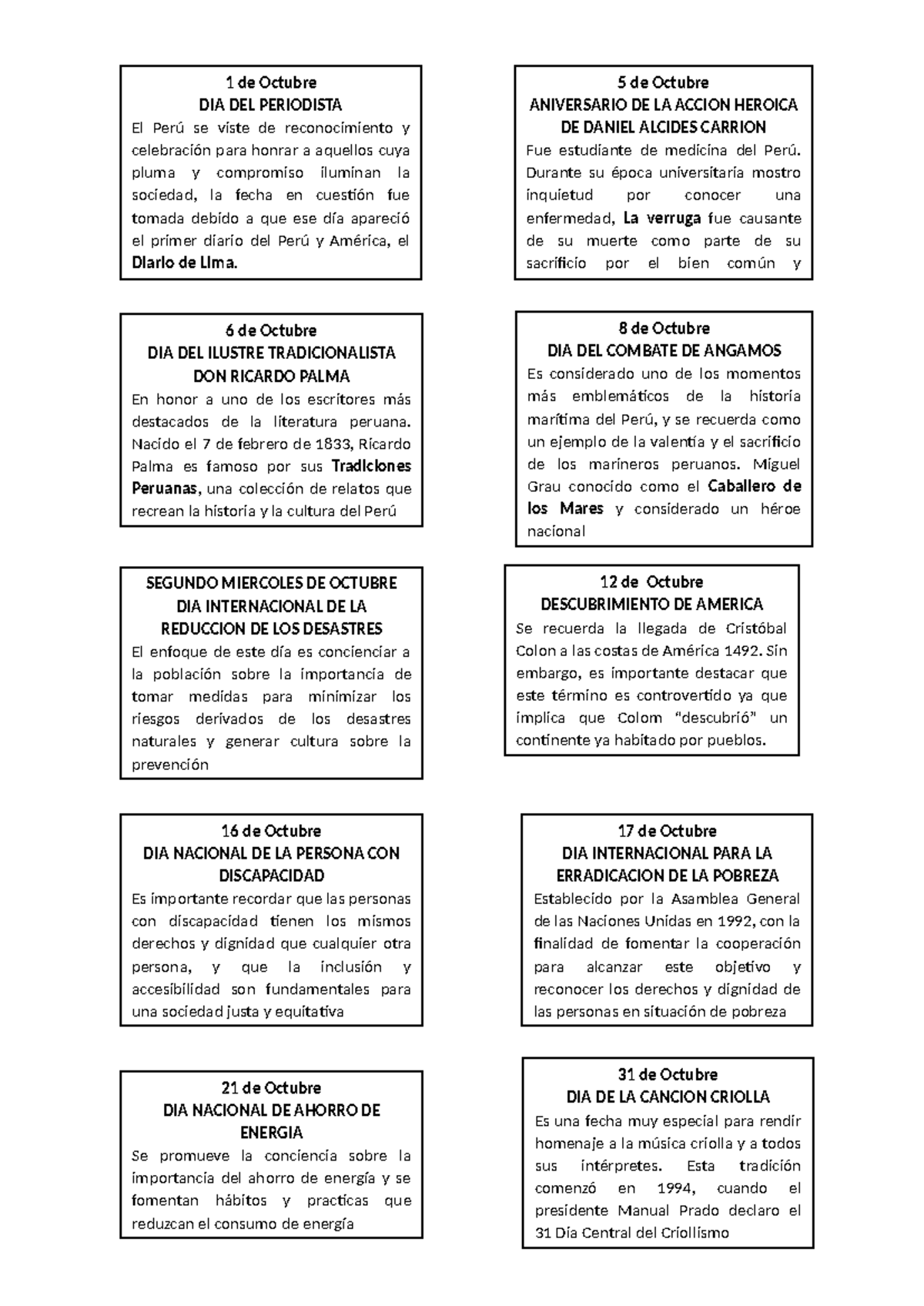 Dias festivos del mes de octubre - 1 de Octubre DIA DEL PERIODISTA El ...