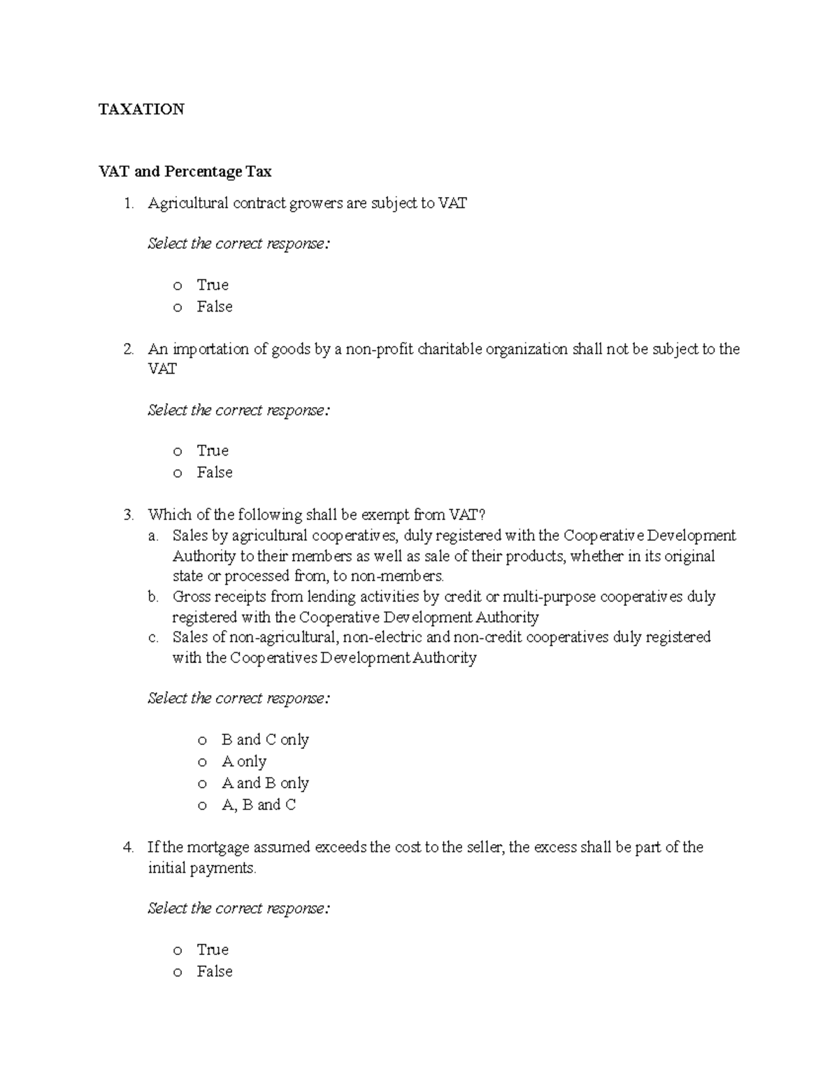 Taxation-exam work exam taxation exam - TAXATION VAT and Percentage Tax ...