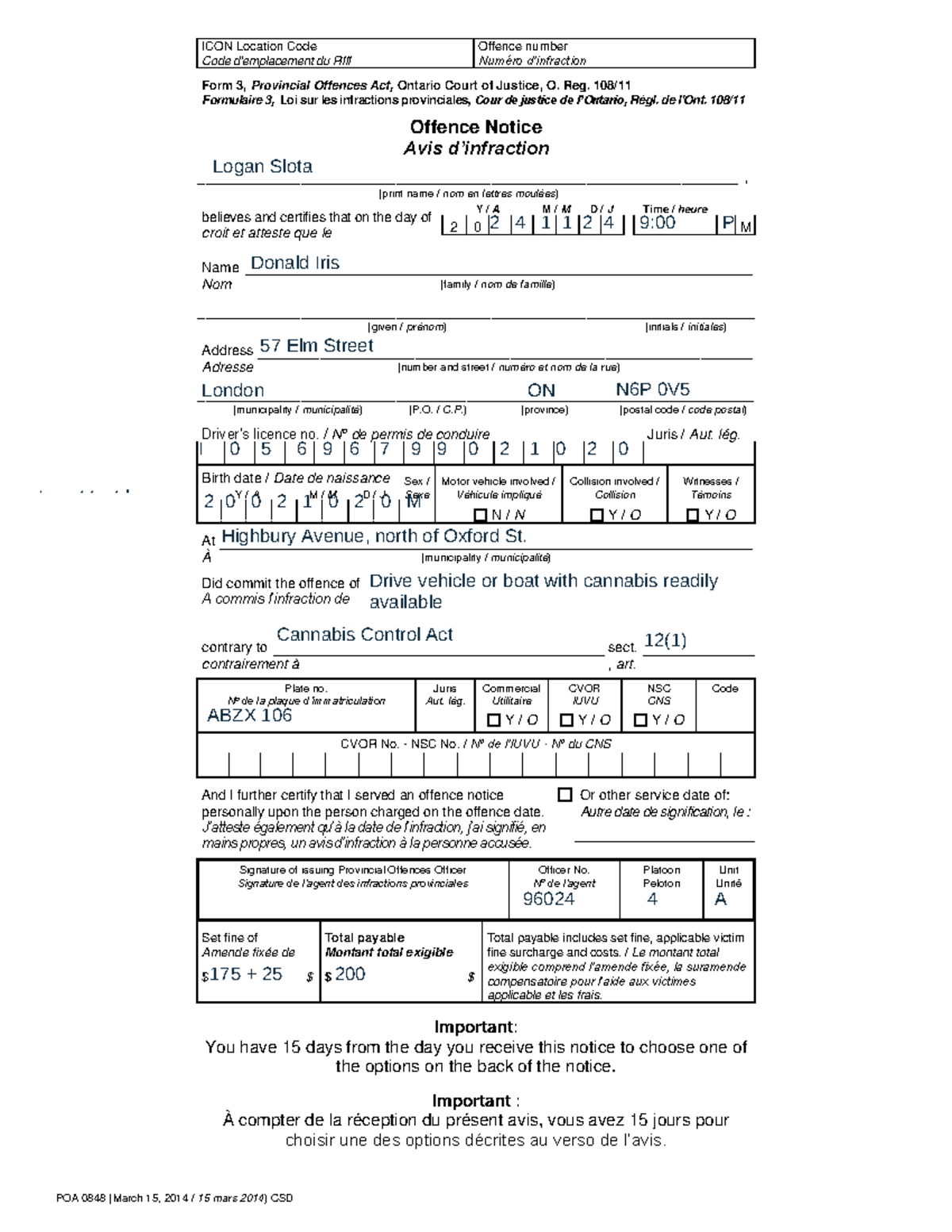 Offence Notice and 3 options (1) (1) - POA 0848 (March 15, 2014 / 15 ...