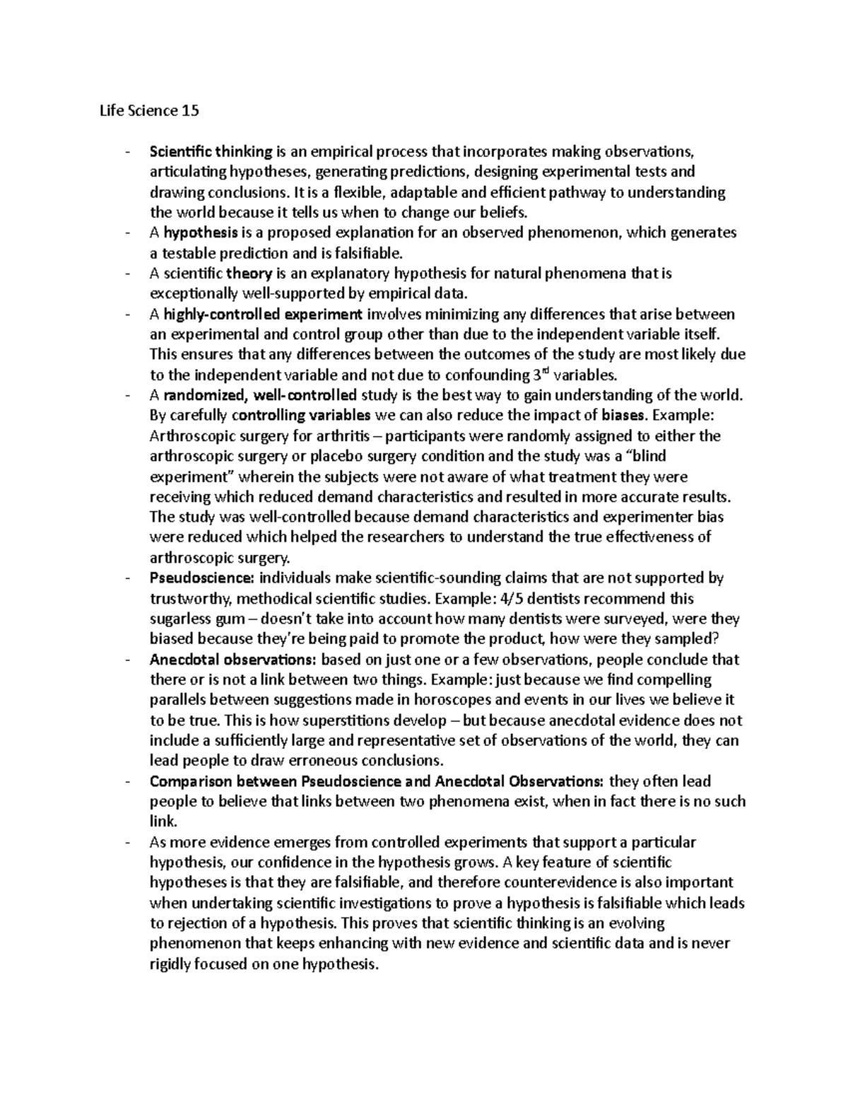 Life Science 15 - Answers to some short response questions and ...