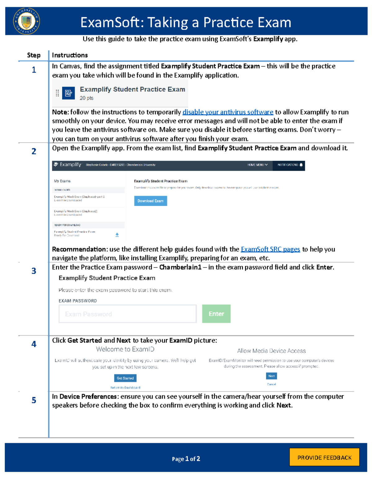 HG EXAM Taking Practice Exam - ExamSoft: Taking a Practice Exam Use ...