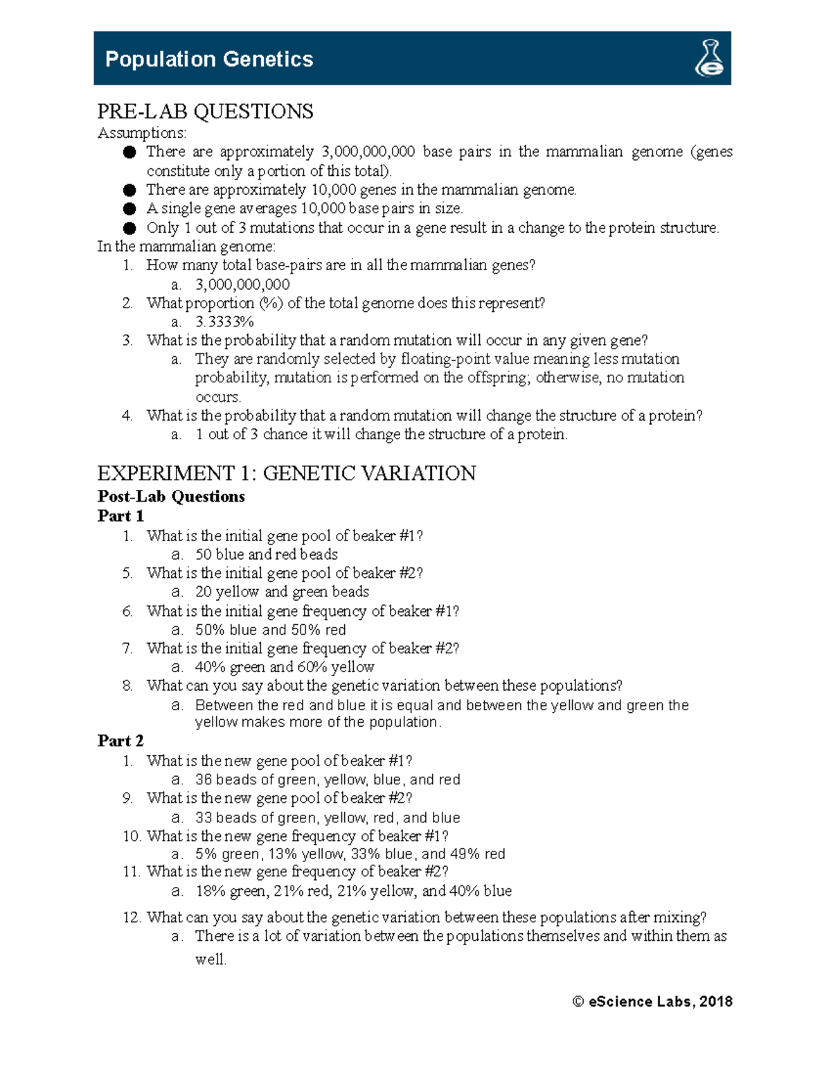 Lab 13 - Dr.Poe - PRE-LAB QUESTIONS Assumptions: There are ...