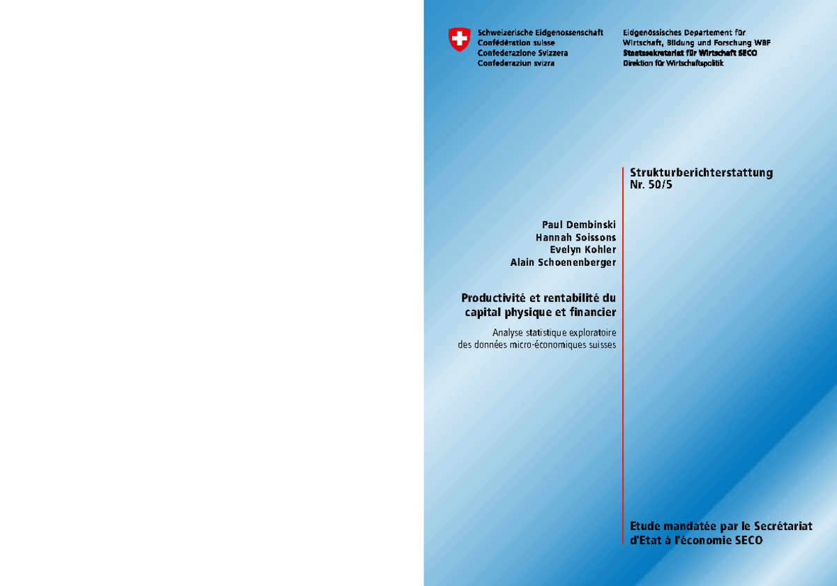 Productivité et rentabilité du capital physique et financier - Paul ...