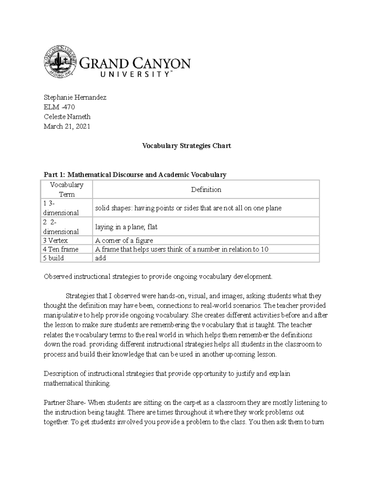 Vocabulary Strategies Chart-2 - Stephanie Hernandez ELM - Celeste ...