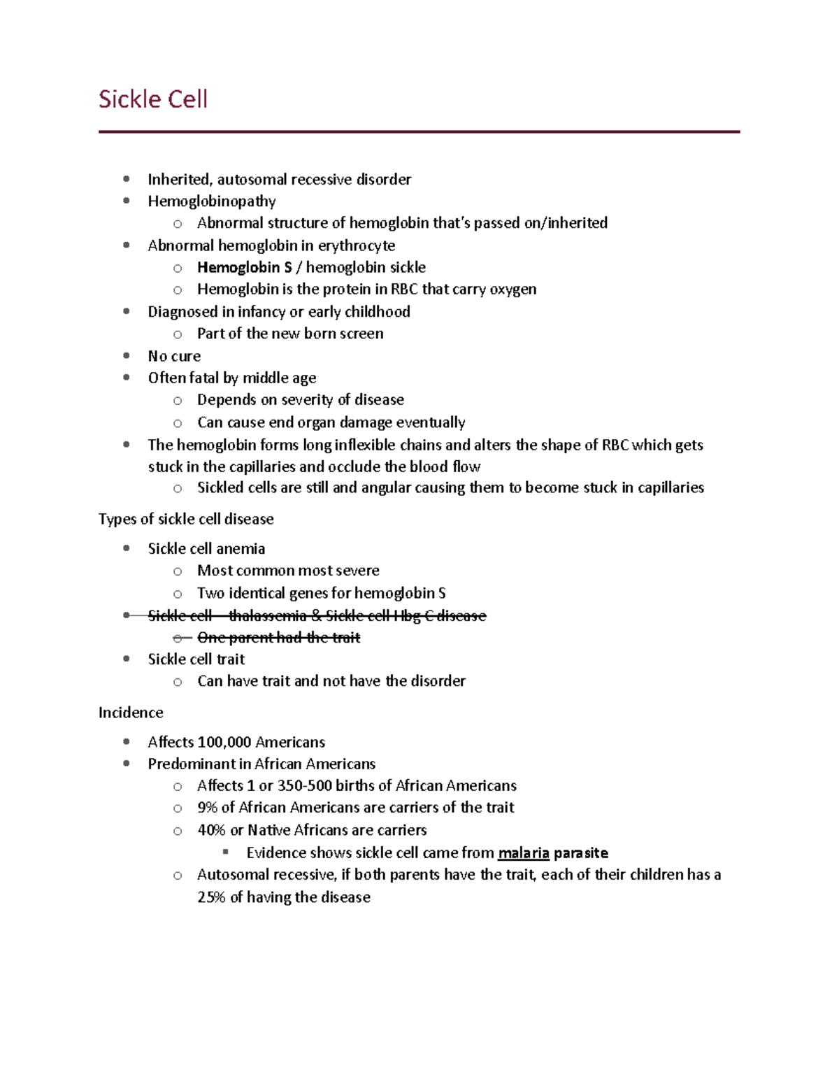 Sickle Cell - Jennifer Remick and Wendy Zeiher - Sickle Cell Inherited ...