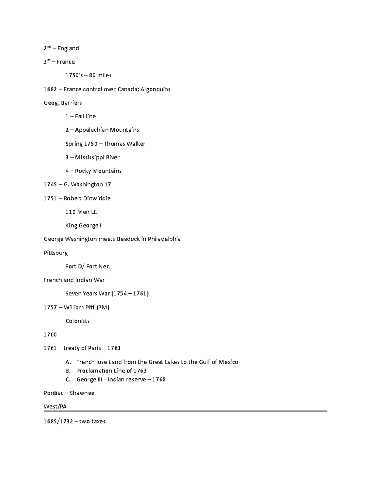Jamestown Notes - 2 nd – England 3 rd – France 1750’s – 80 miles 1682 ...