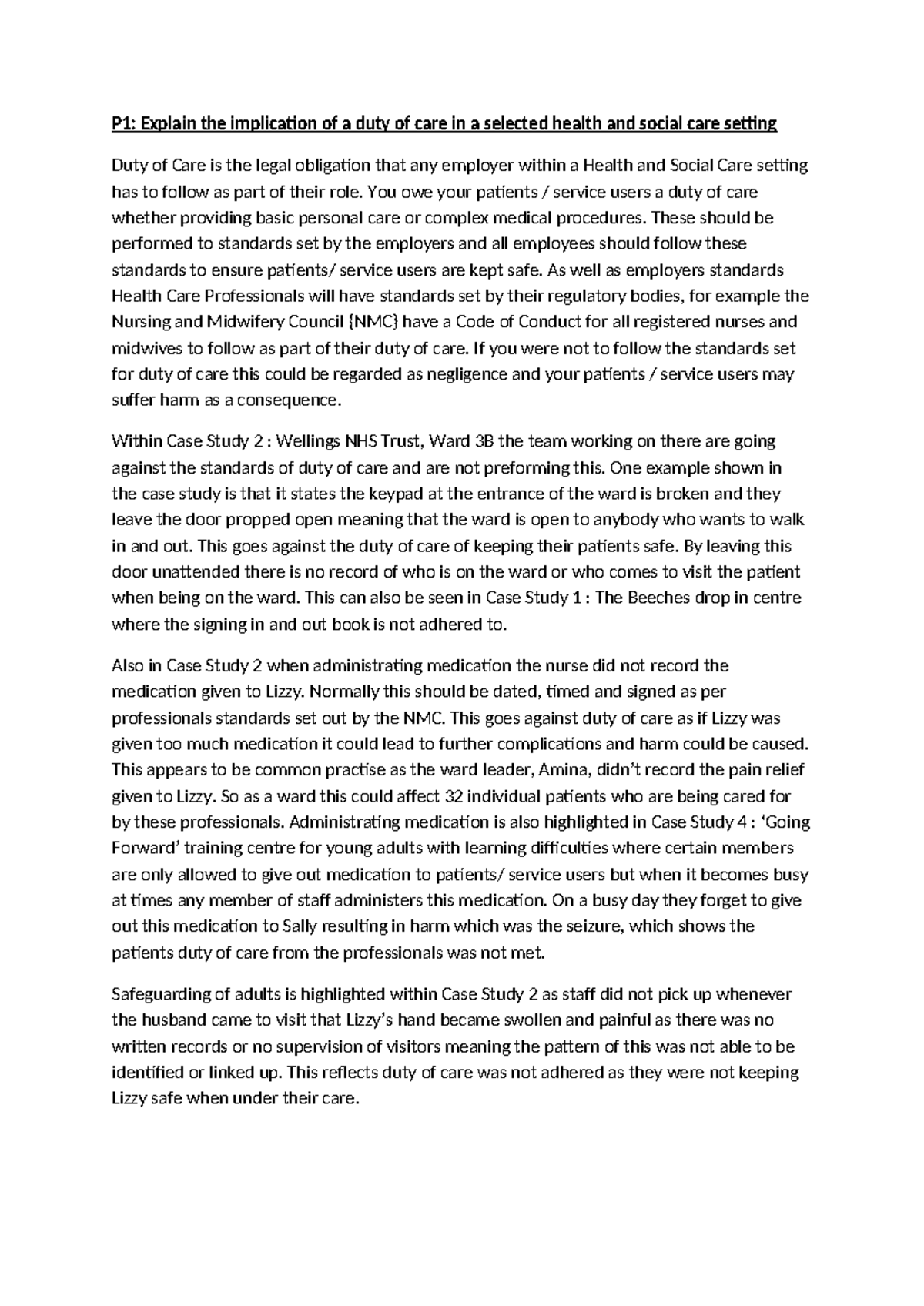 Task 1 Unit 7 - distinction level - P1: Explain the implication of a ...