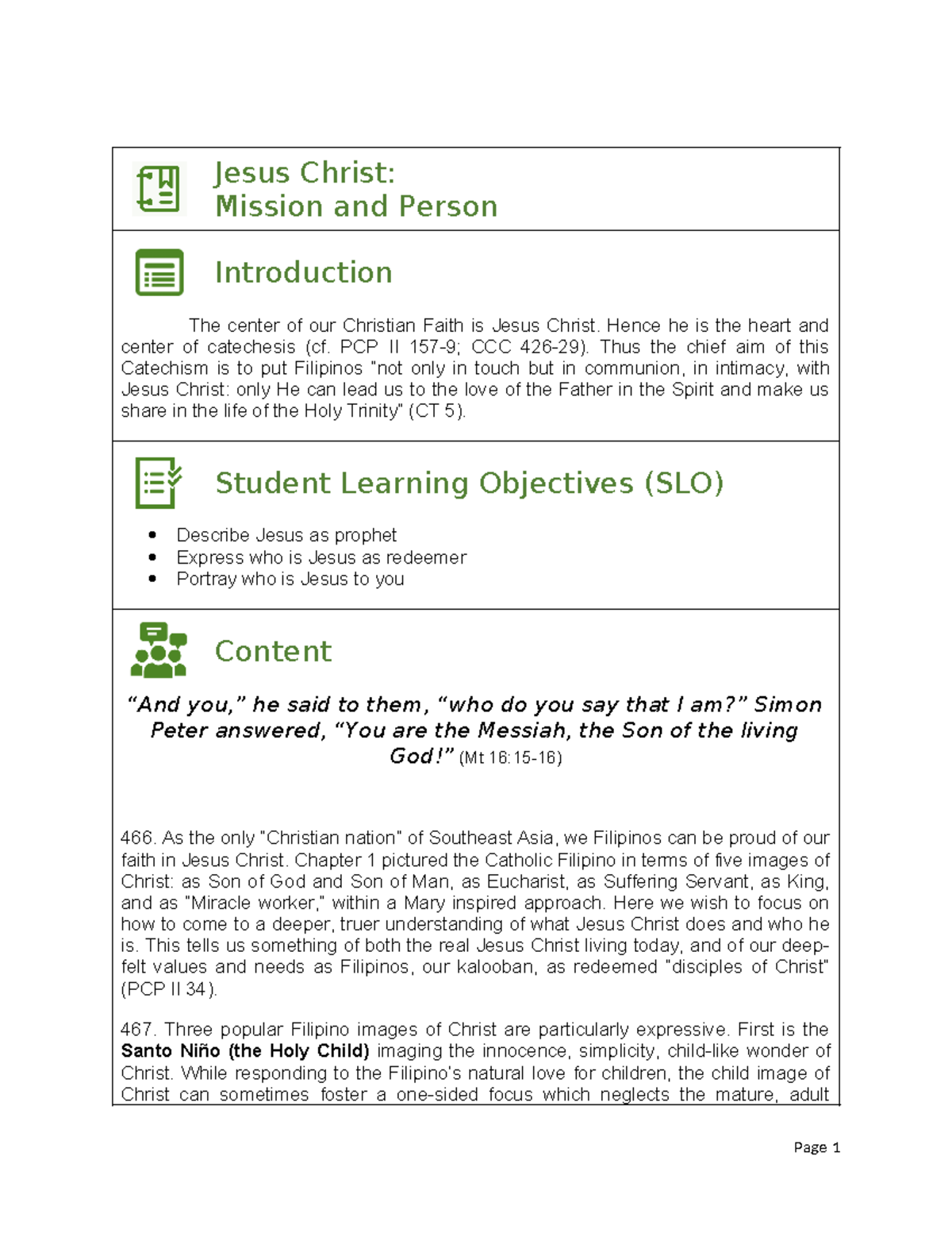 Module Wk1 Jesus, Mission and Person - Jesus Christ: Mission and Person ...