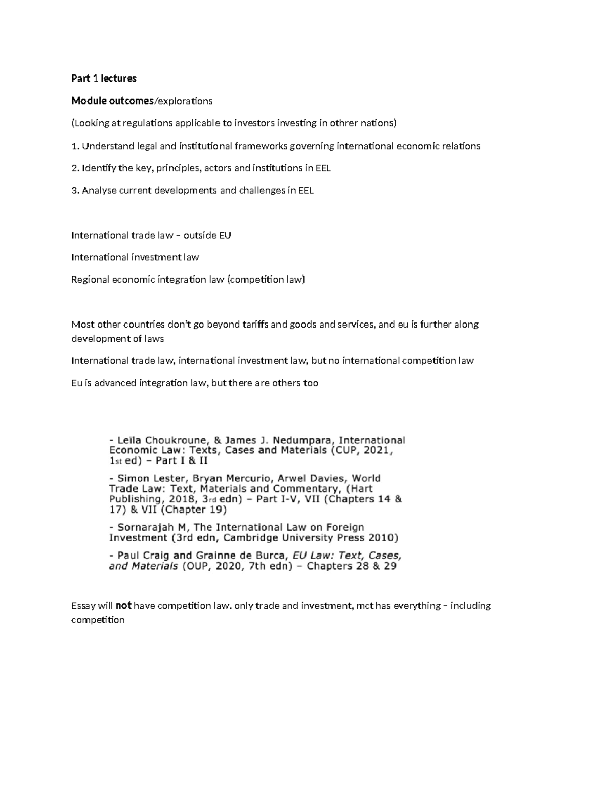 IE and EU lecture notes - Part 1 lectures Module outcomes/explorations ...