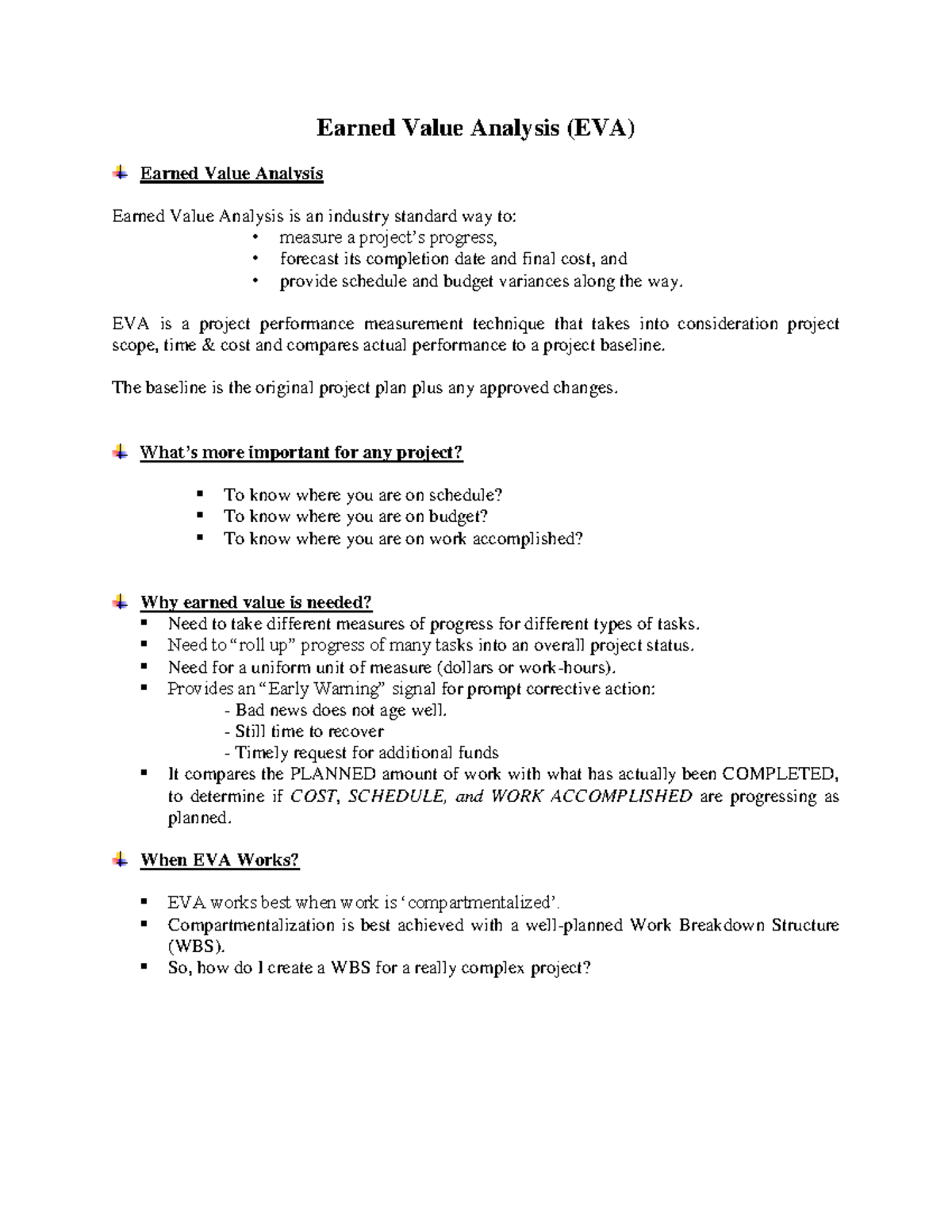 Lec-4- EVA - Abc - Earned Value Analysis (EVA) Earned Value Analysis ...