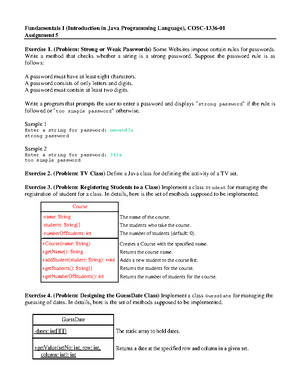 Assessment Lesson 2 - summer 2011 - Fundamentals I (Introduction in Java Programming Language ...