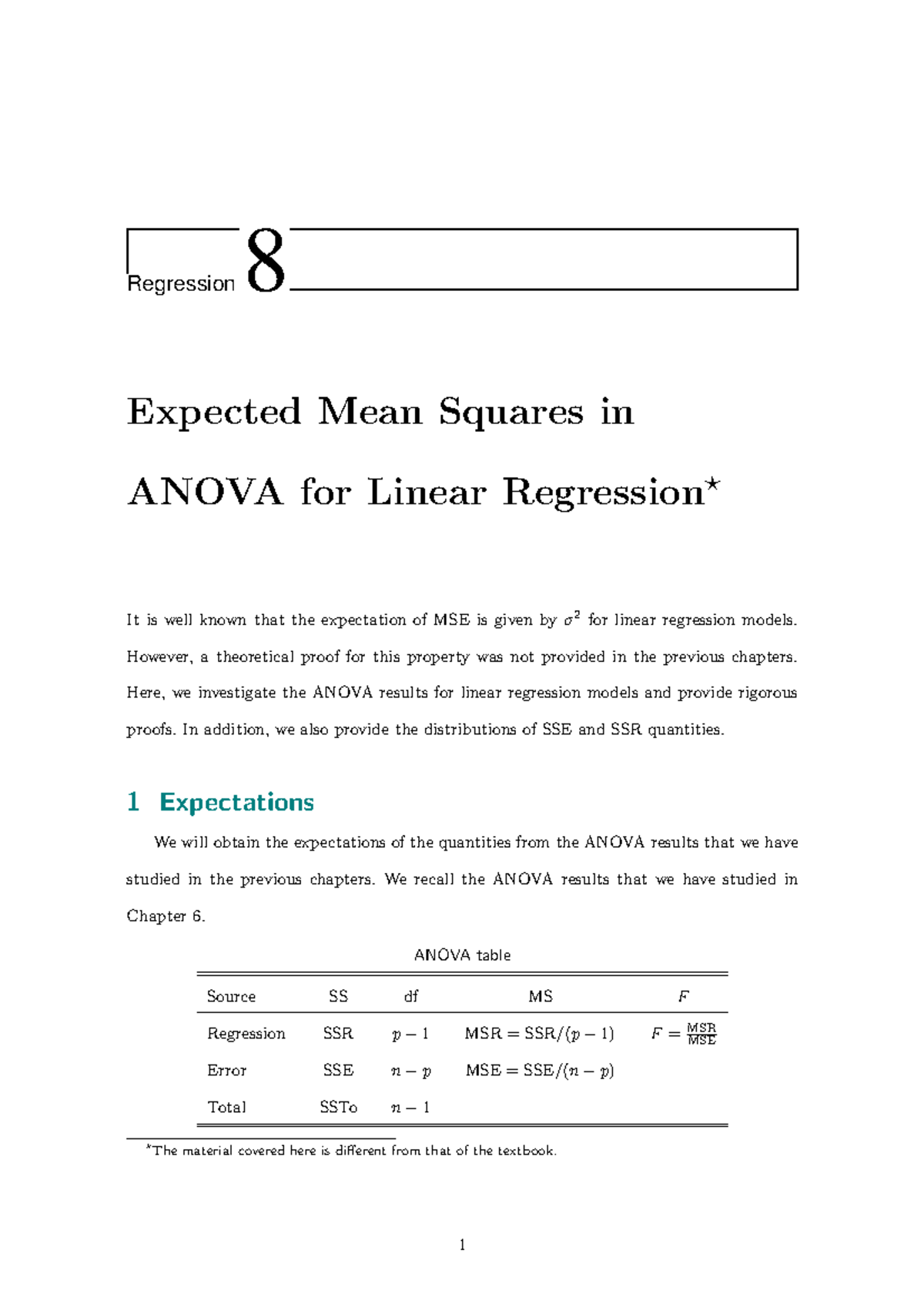Note08 Expected Mean Squares In Anova For Linear Regression Regression 8 Expected Mean