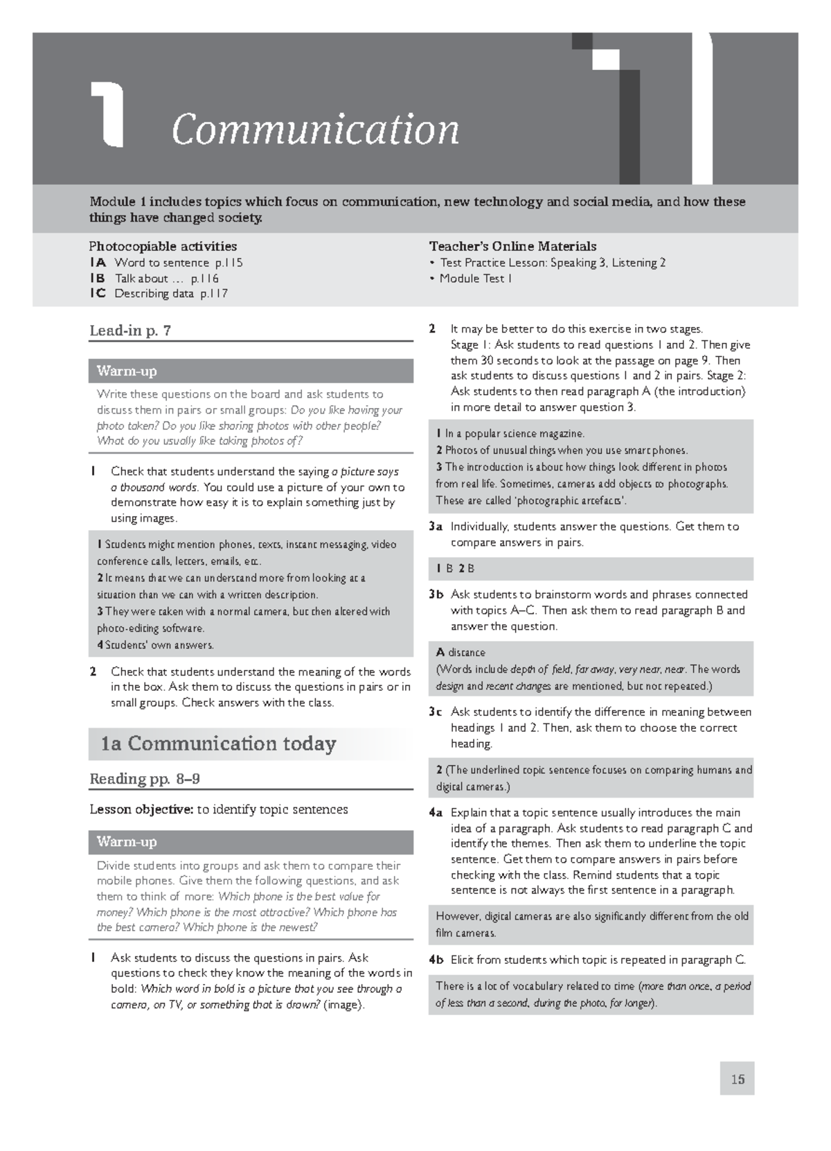M1 - ielts expert - 111111 Module 1 includes topics which focus on communication, new technology ...