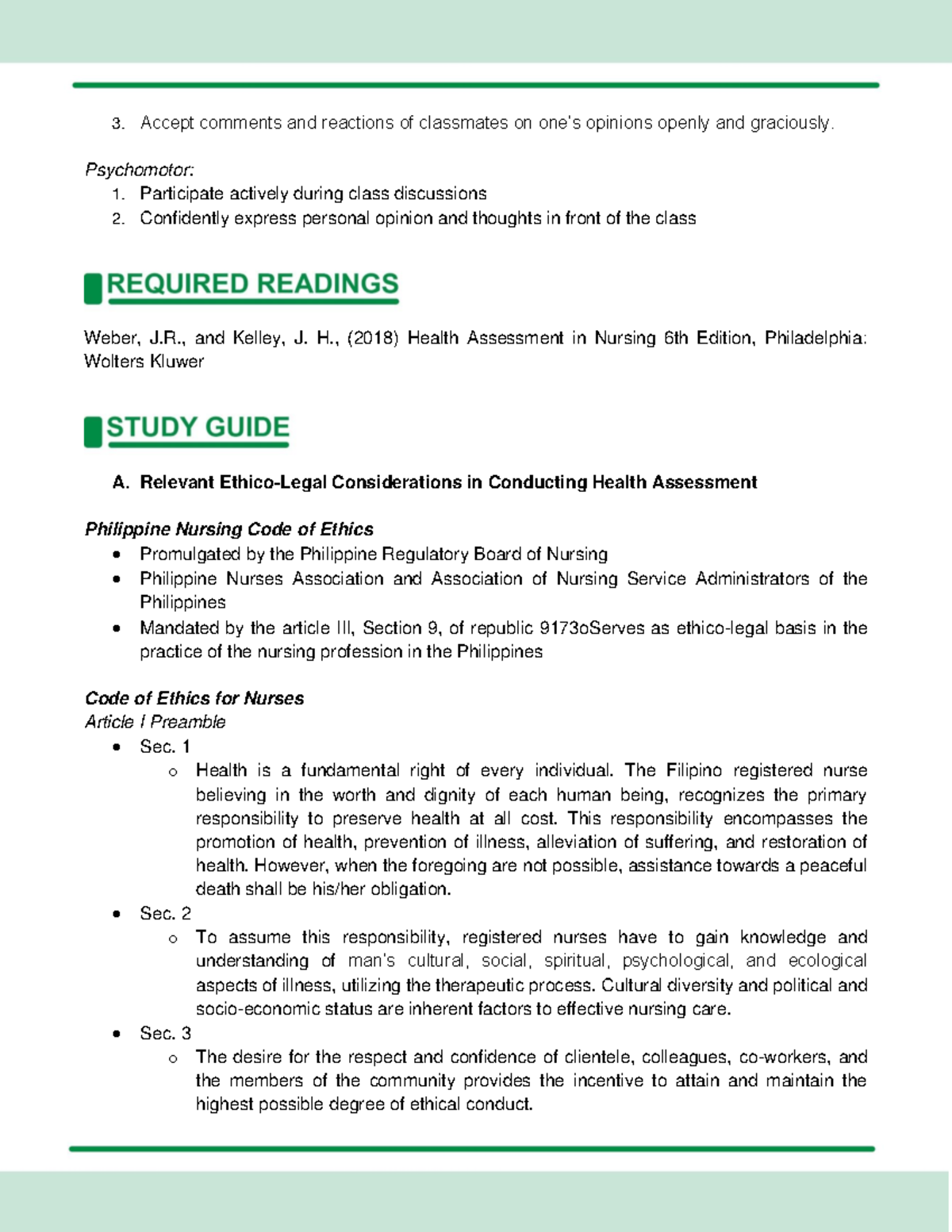 Philippine Nursing Code of Ethics - Accept comments and reactions of ...