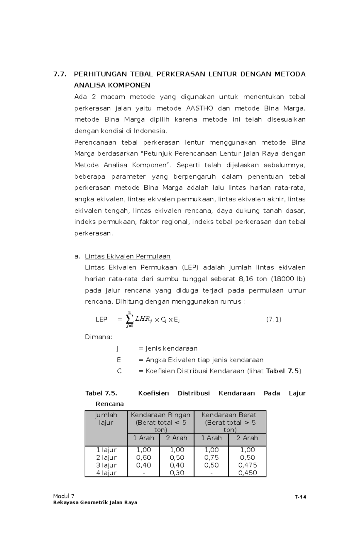 01. File Flexible Pavement - 7. PERHITUNGAN TEBAL PERKERASAN LENTUR DENGAN METODA ANALISA ...