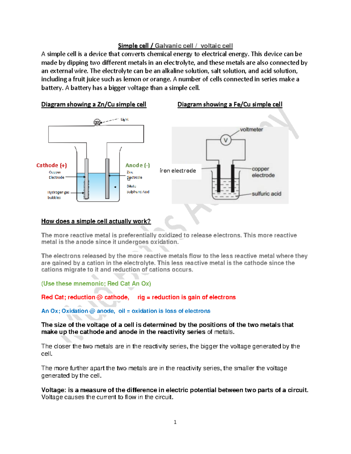 Simple cell and electrolysis of ionic compound by shade tlou - Simple ...