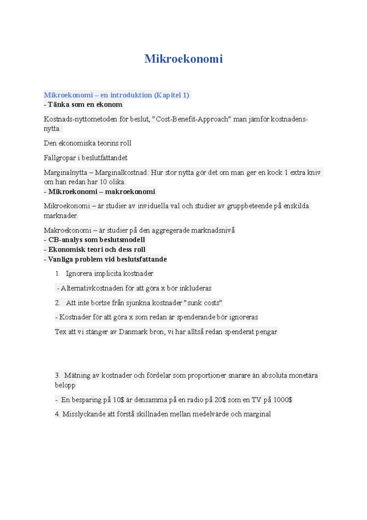 Mikroekonomi - Mikroekonomi Mikroekonomi – en introduktion (Kapitel 1 ...