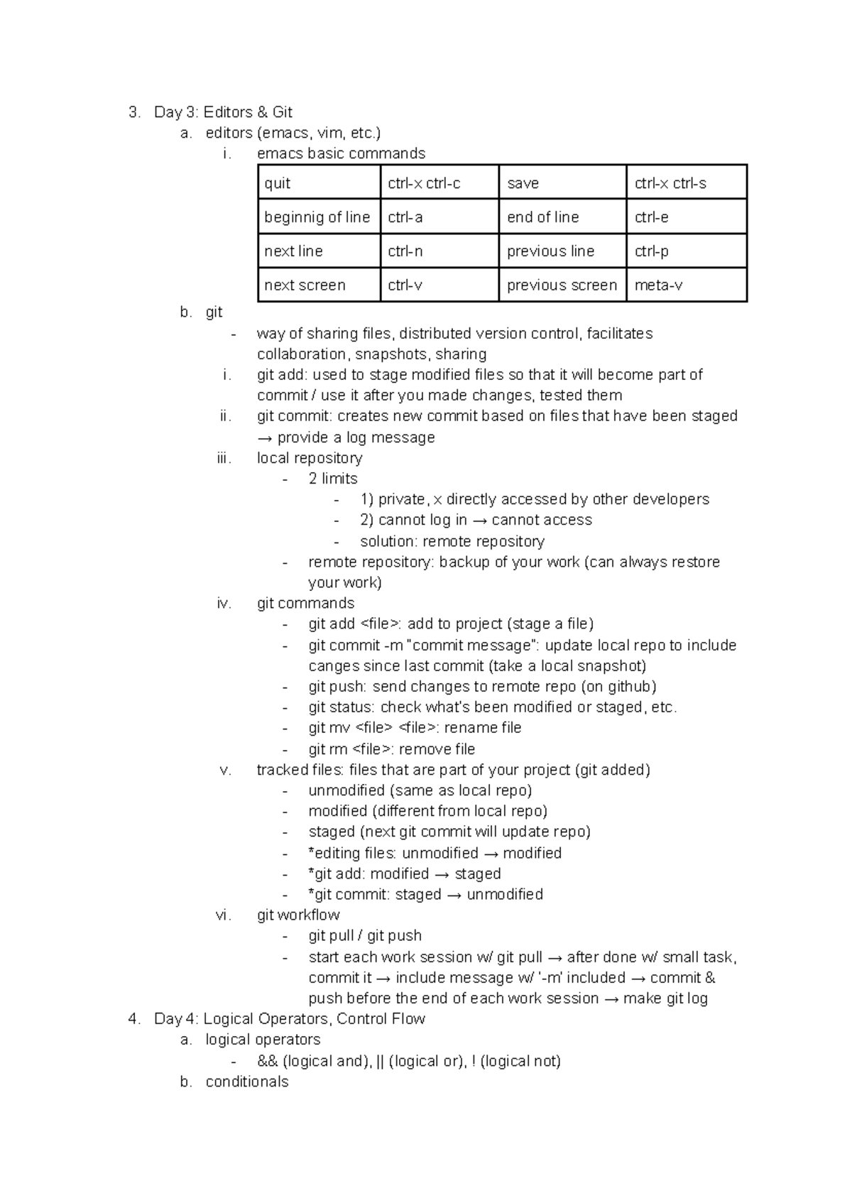 C Language 2 Cs Required Course Lecture Notes Day 3 Editors And Git A Editors Emacs Vim