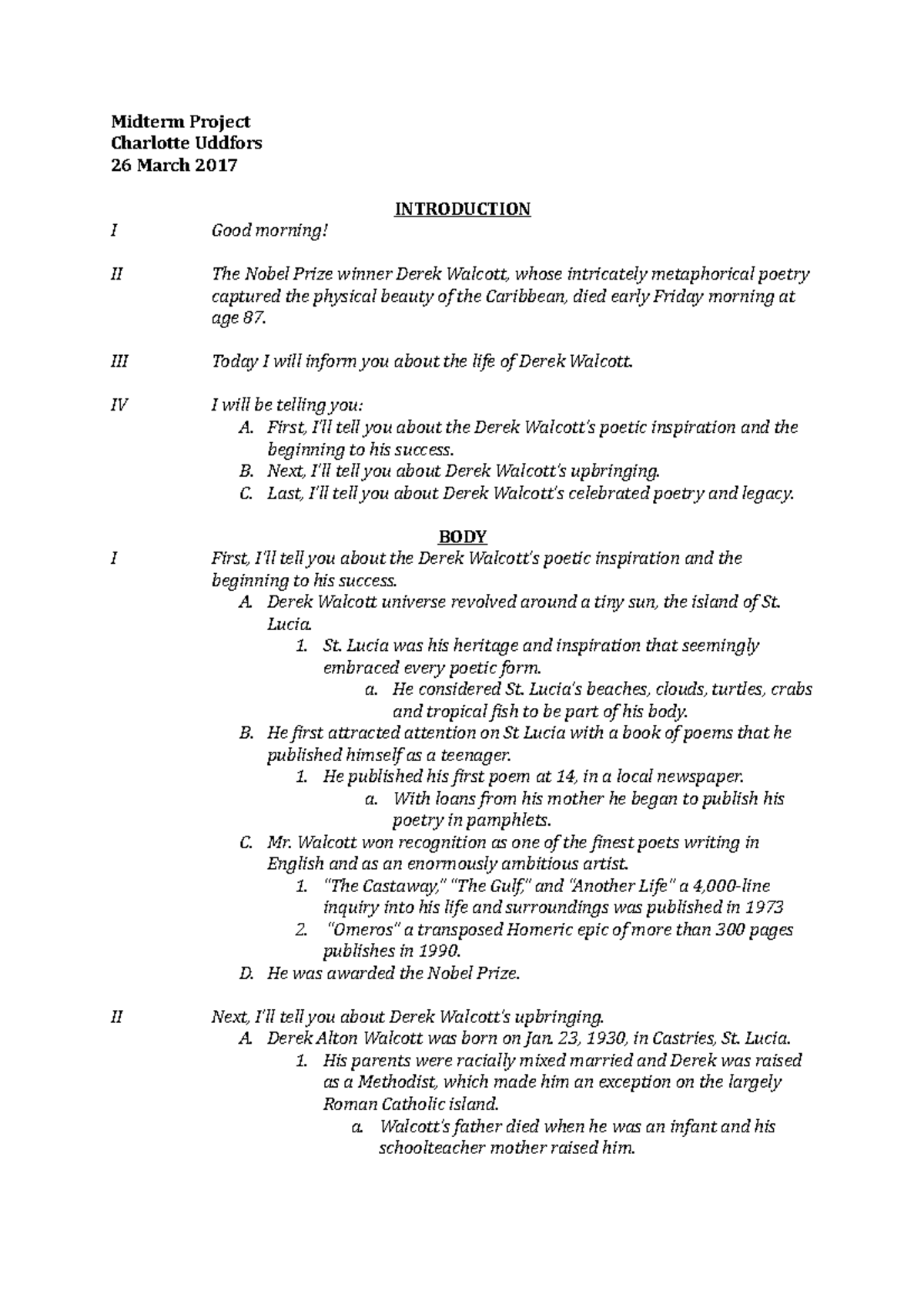 Midterm Project - Speech - Midterm Project Charlotte Uddfors 26 March ...