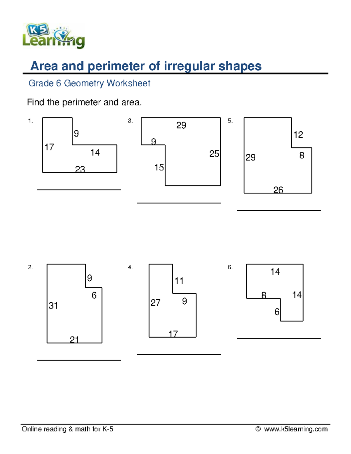 Grade 6 area and perimeter irregular rectangular shapes d - Mathematics ...